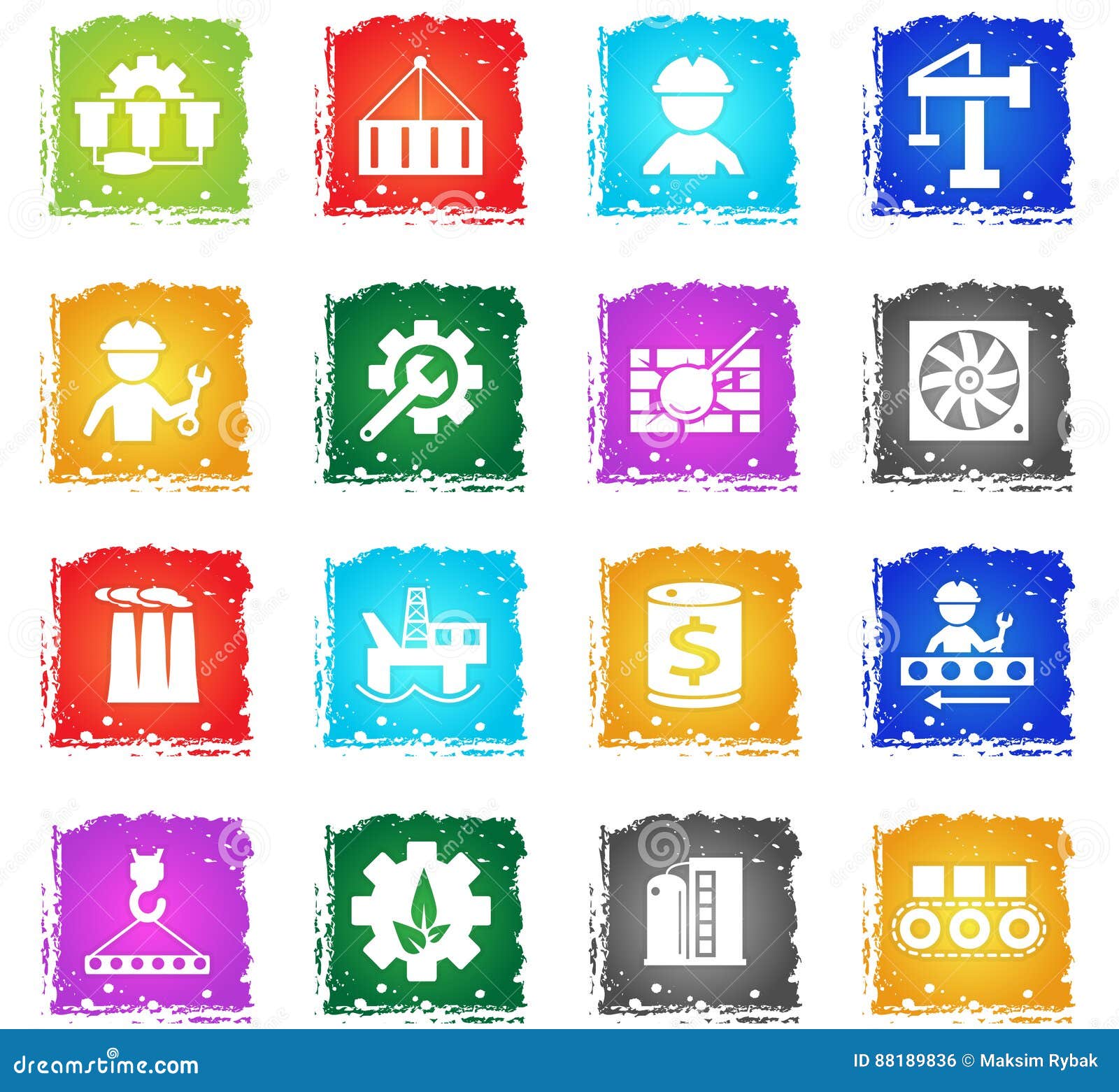 Industry icon set stock vector. Illustration of pabochy - 88189836