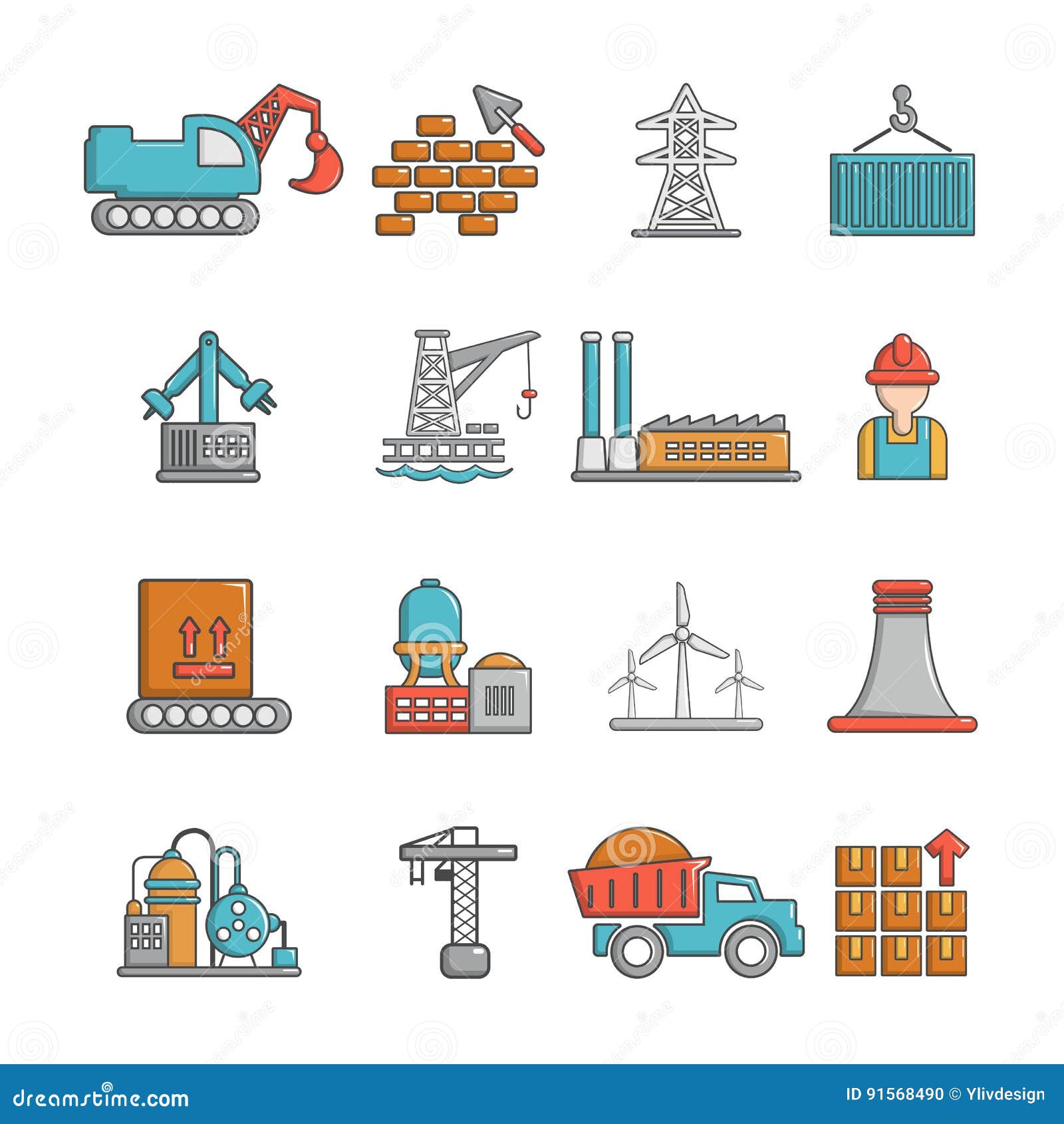Industry Icons Set, Cartoon Style Stock Vector - Illustration of ...