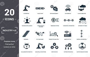 Industry 4.0 Icons Set Collection Stock Illustration - Illustration of ...