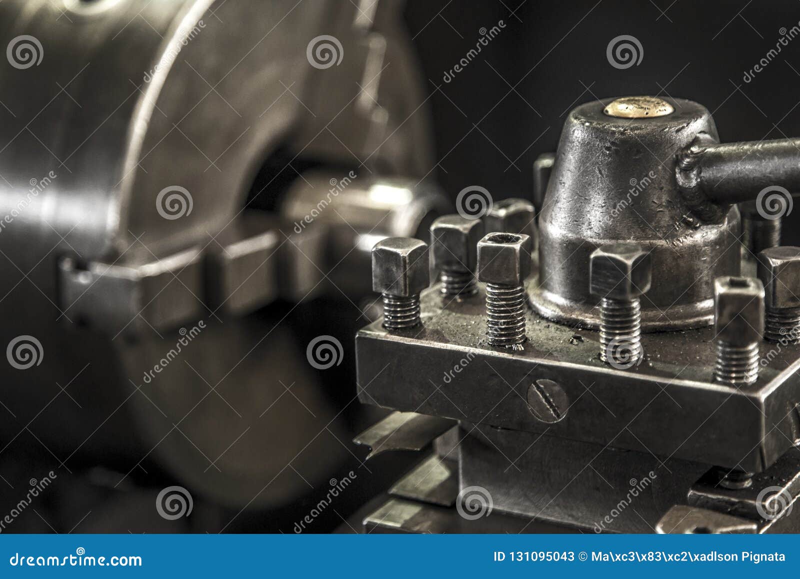 Industry Lathe Machine Work Tool Steel Stock Image - Image of ...