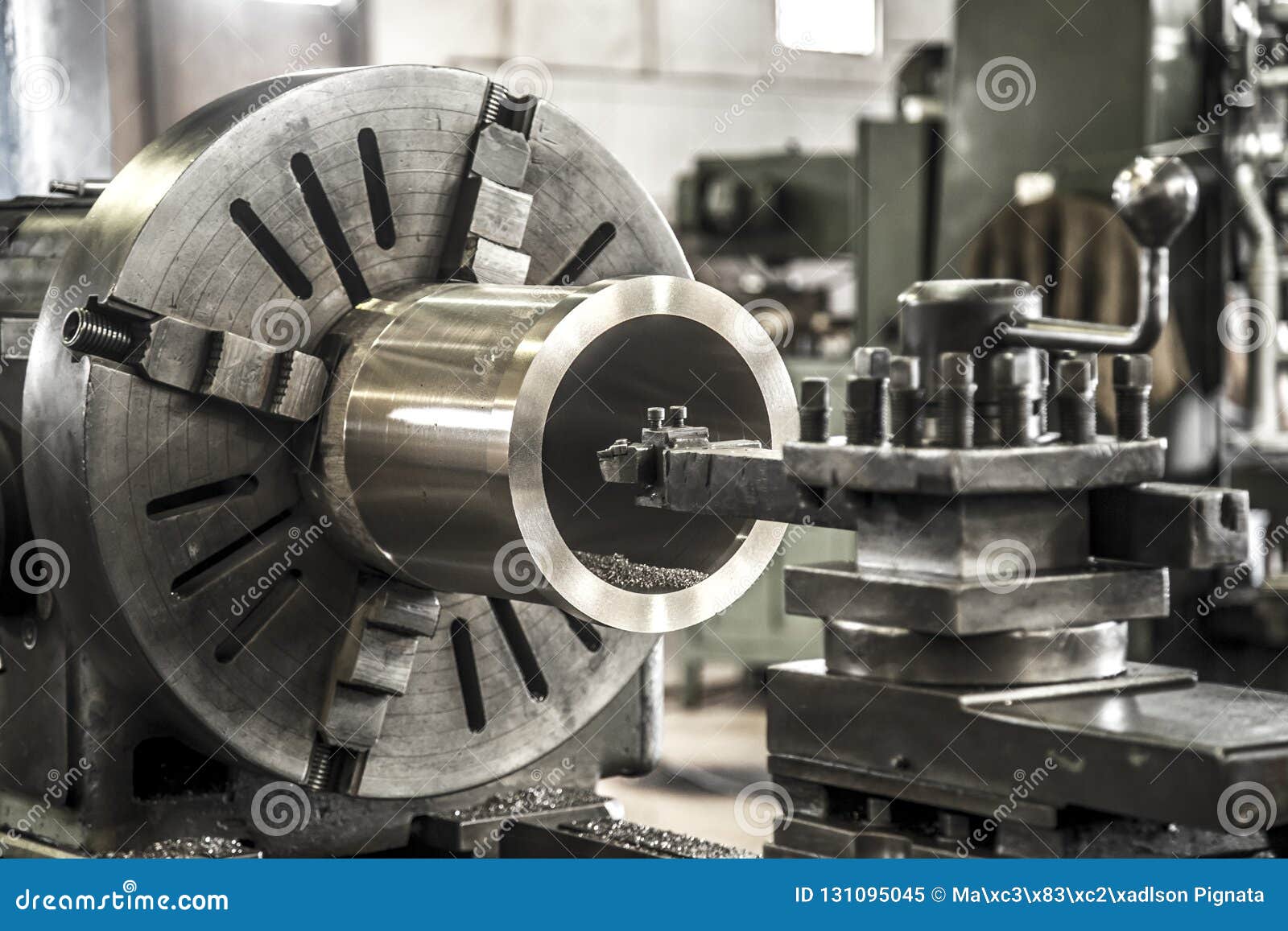 Industry Lathe Machine Work Tool Steel Stock Image - Image of equipment ...