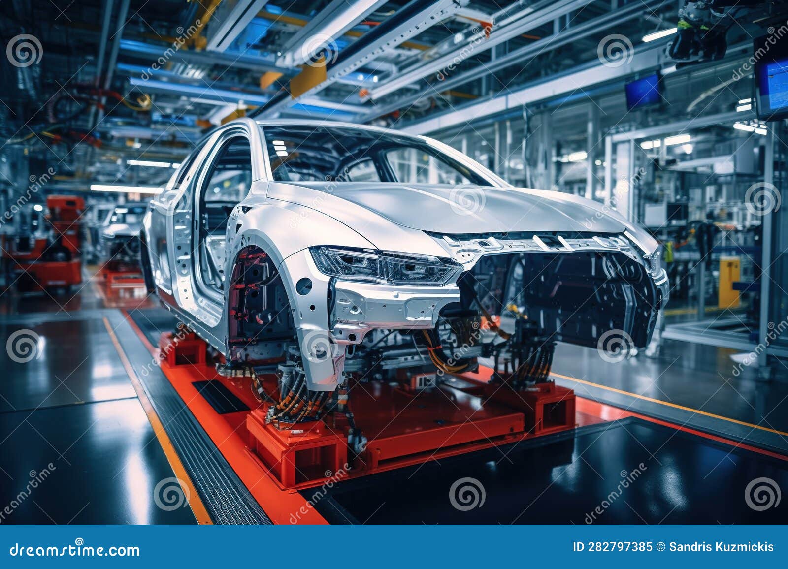 Industry Line Modern High Tech Vehicle Assembly Plant. Generative AI ...