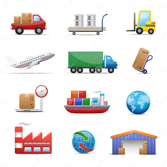 Industry & Logistics Icon Set Stock Vector - Illustration of ...
