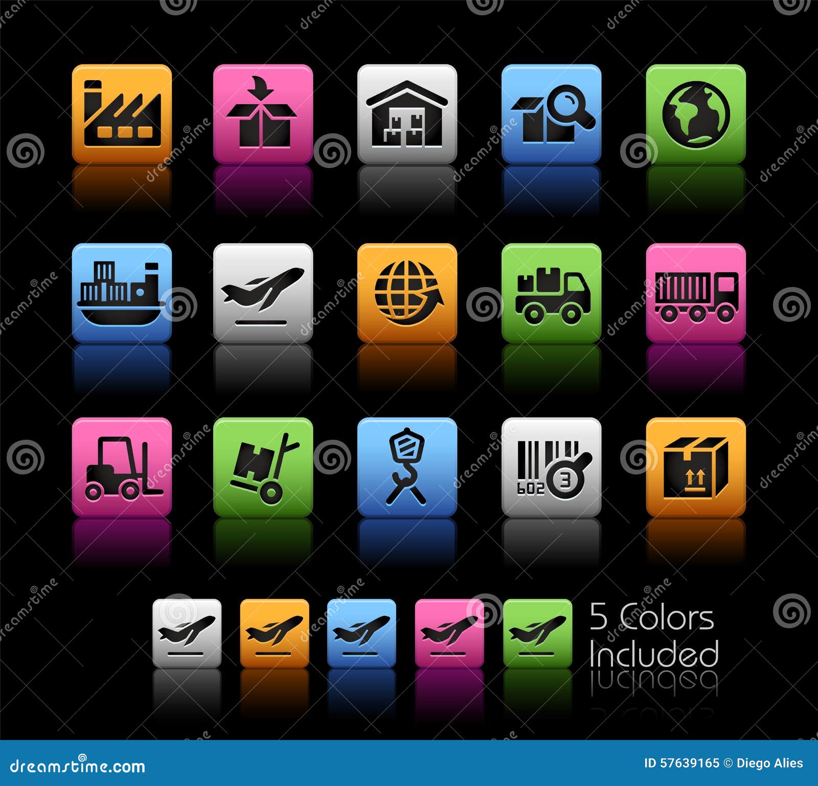 Industry and Logistics Icons Stock Vector - Illustration of airplane ...