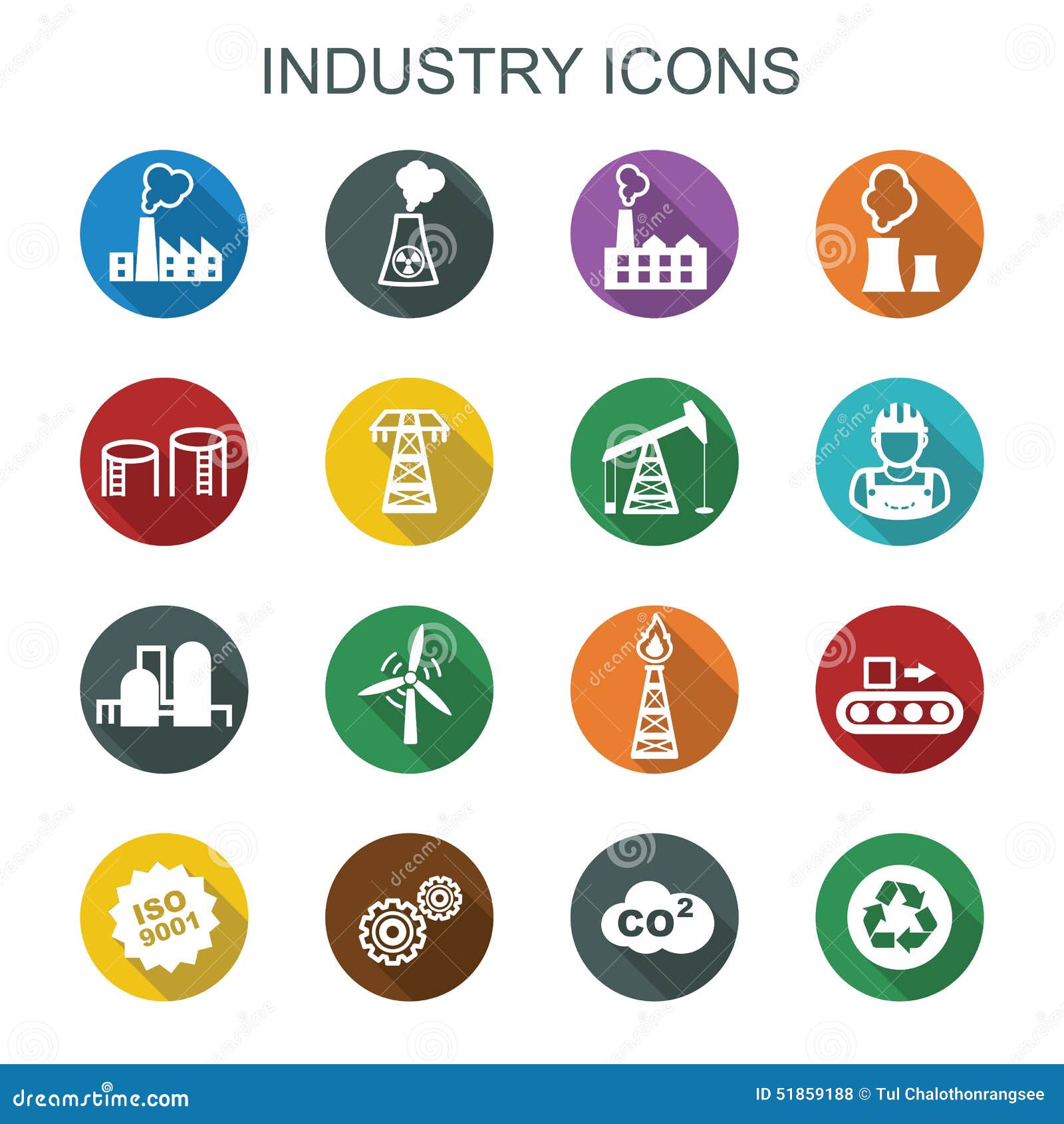 Industry long shadow icons stock illustration. Illustration of ...
