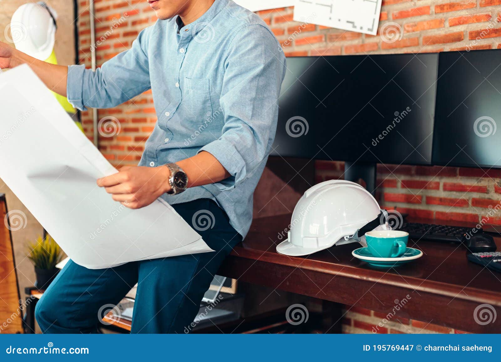 Industry Manager, Engineer, Businessman Reading and Checking Blueprint ...