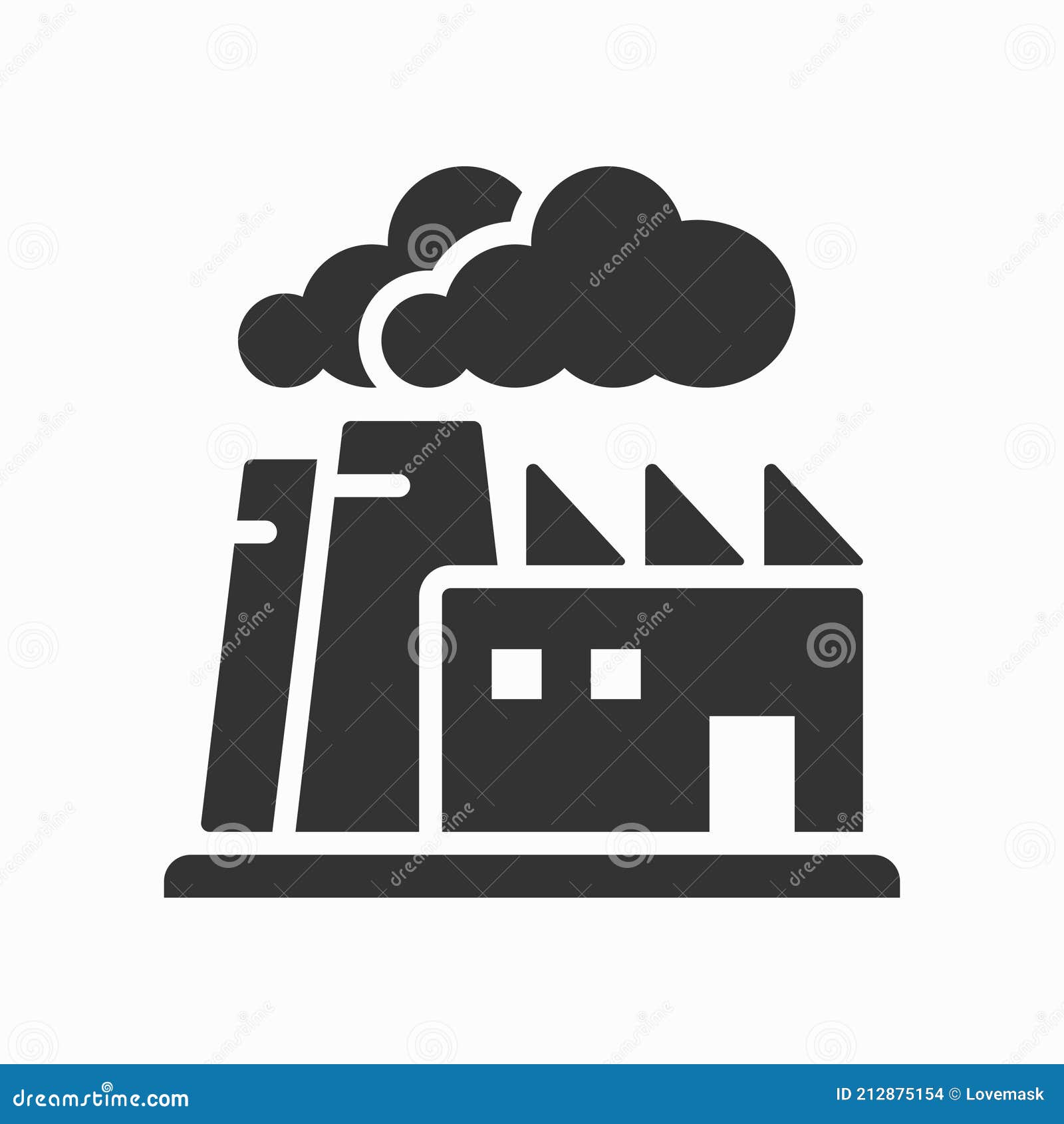 Industry Manufactory Building Icon on White Background. Vector ...