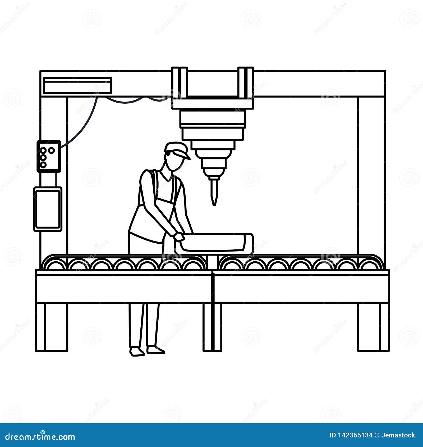 Industry Manufacturing Cartoon Stock Vector - Illustration of line ...