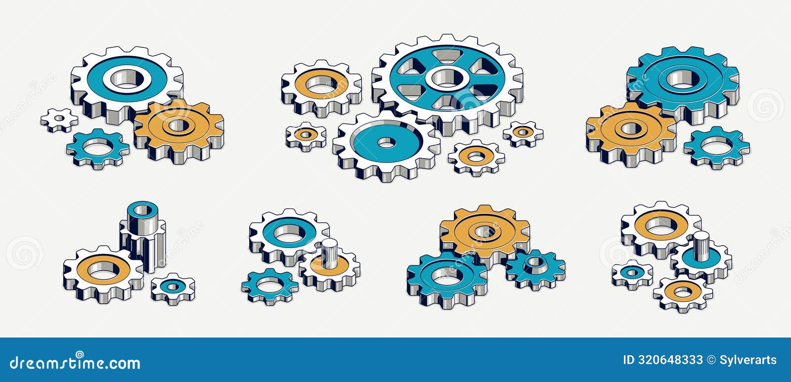 Industry and Manufacturing Concept Set, Gears and Cogs Composition ...