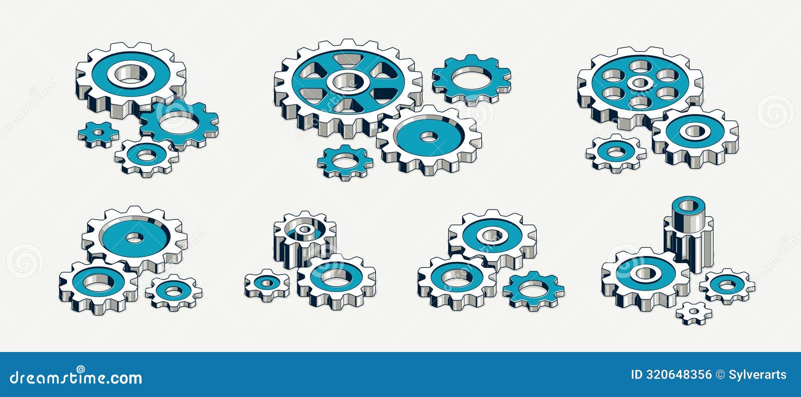 Industry and Manufacturing Concept Set, Gears and Cogs Composition ...