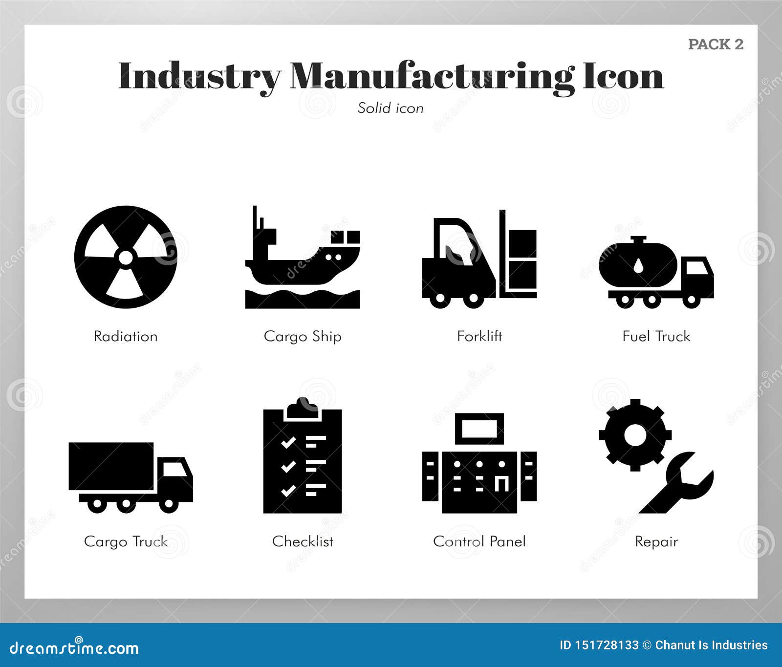 Industry Manufacturing Icons Solid Pack Stock Vector - Illustration of ...