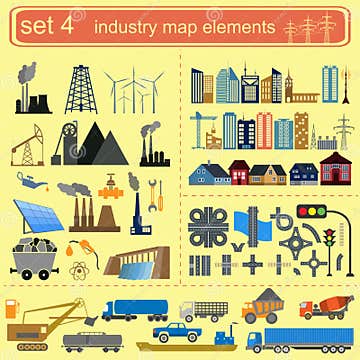 Industry map elements stock vector. Illustration of elements - 44245684