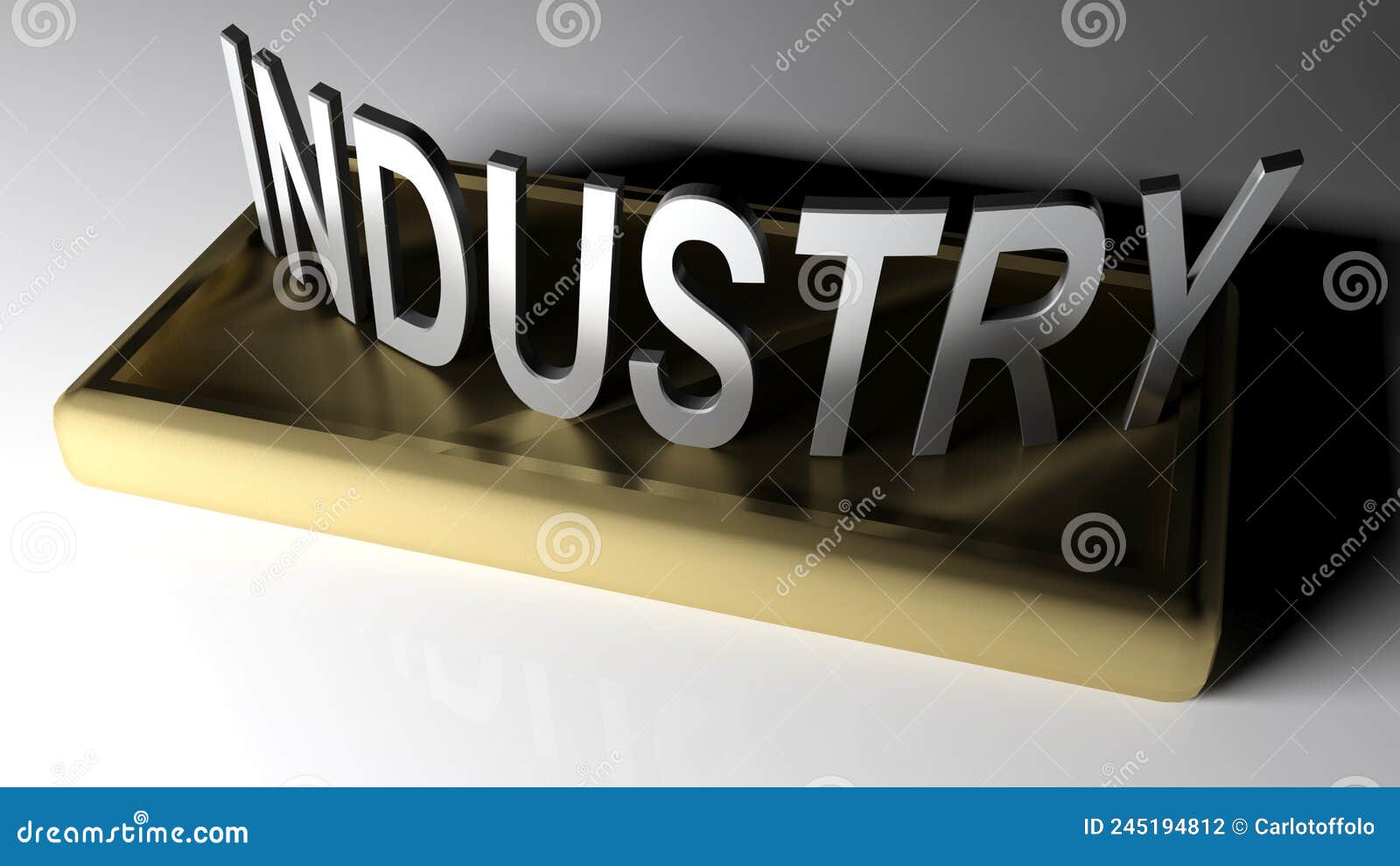 INDUSTRY Metallic Chrome Write on Brass Stand, Isolated on White ...