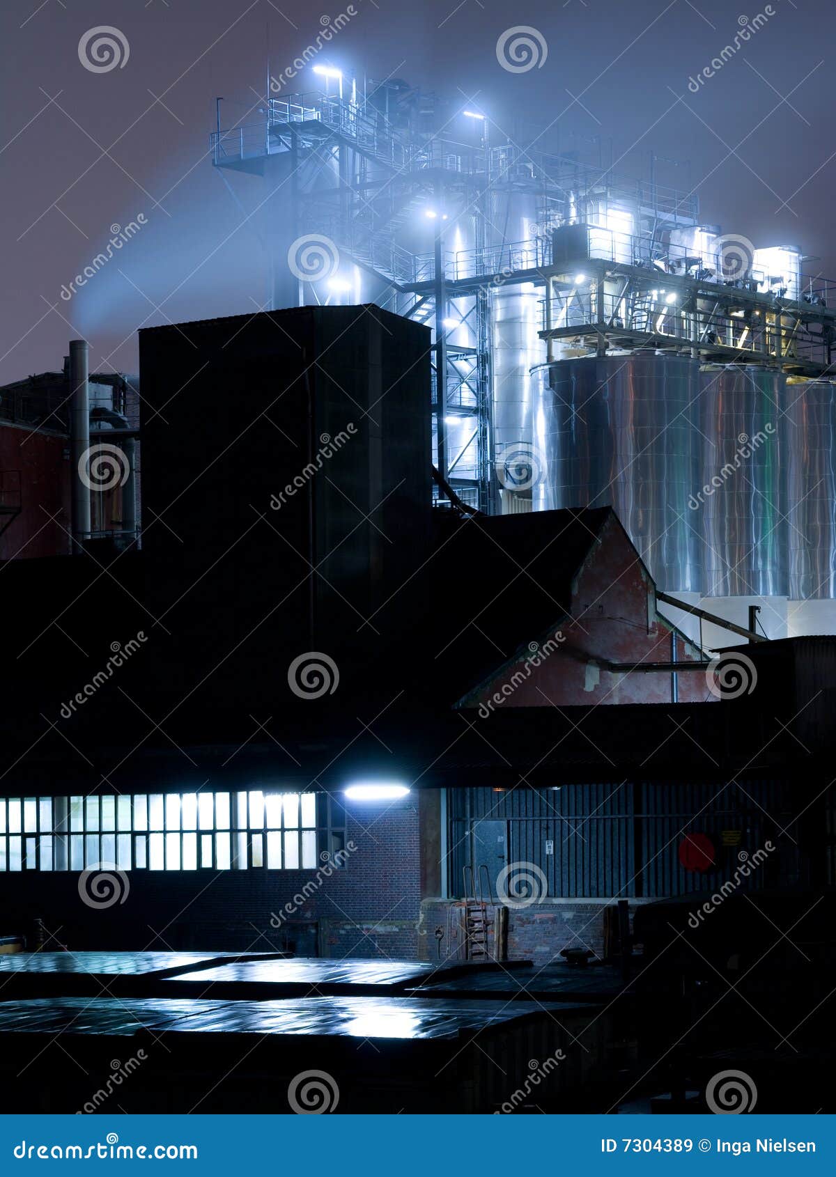 Industry at night stock image. Image of vapor, blueish - 7304389