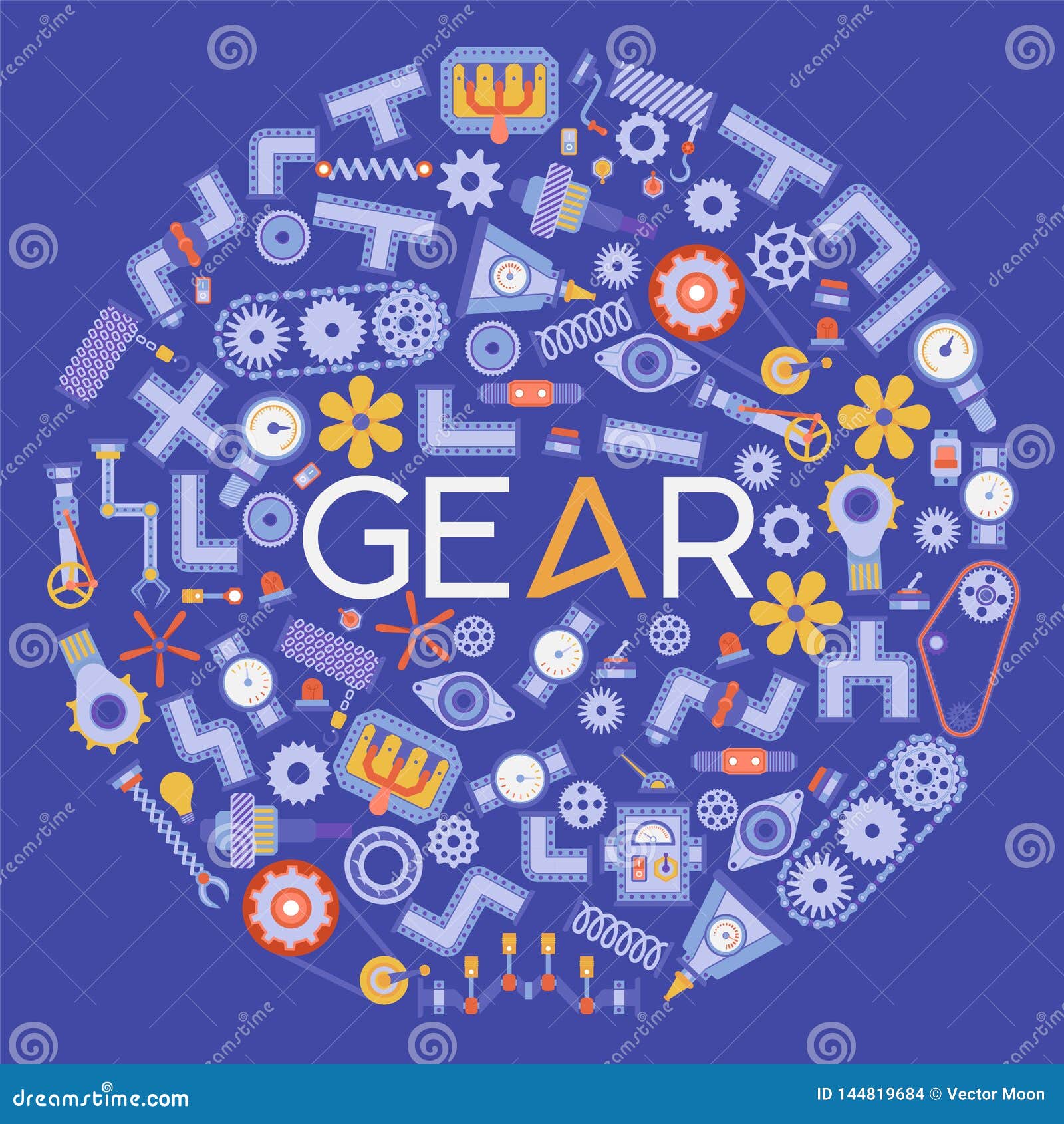 Industry Pattern Vector Industrial Machinery Engineering Equipment Gear ...