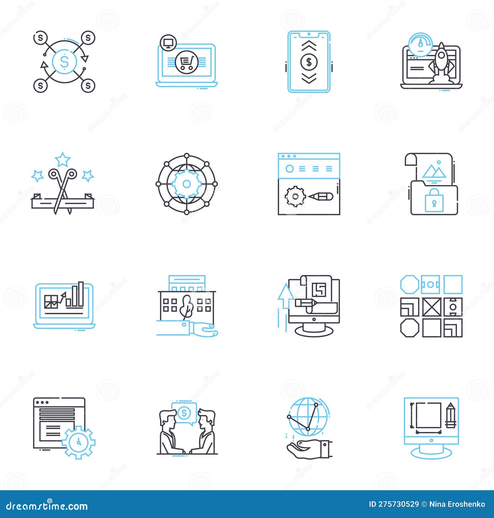 Industry Planning Linear Icons Set. Forecasting, Strategy, Analysis ...