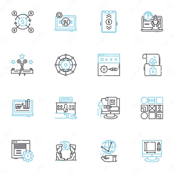 Industry Planning Linear Icons Set. Forecasting, Strategy, Analysis ...