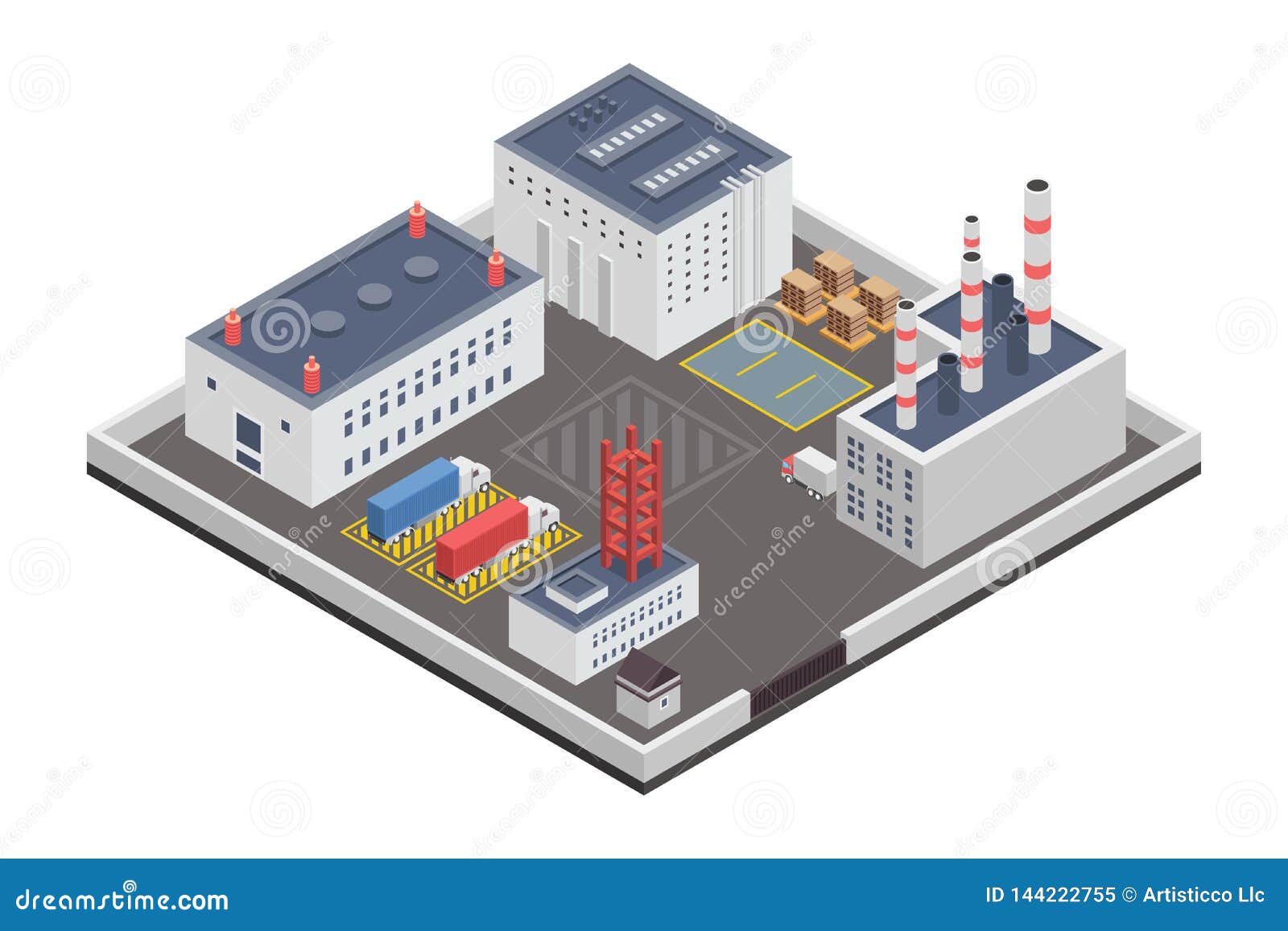 Industry Plants Factory Isometric Illustration Stock Vector ...