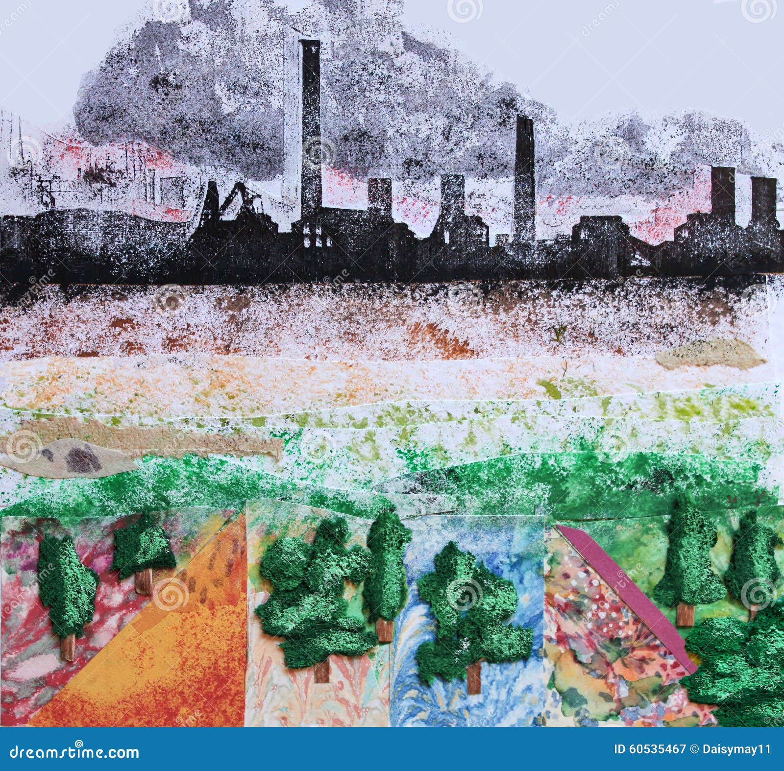 Environment Industry And Pollution Collage Illustration Stock ...
