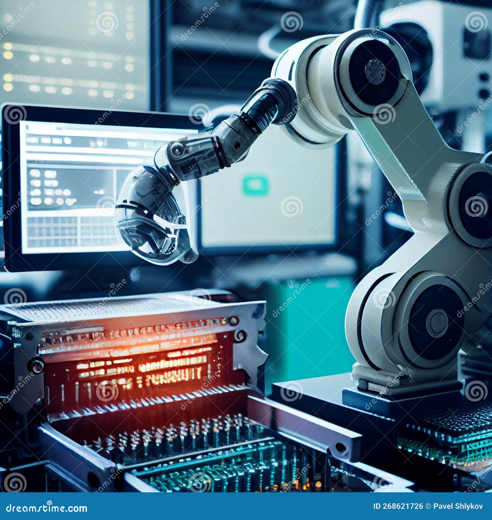 Industry 4.0 Robot concept stock illustration. Illustration of process ...