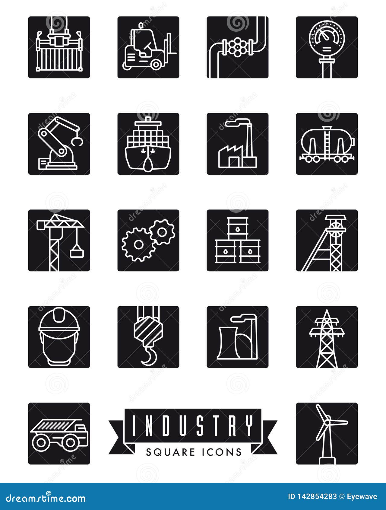 Industry Square Icons Vector Set Stock Vector - Illustration of nuclear ...