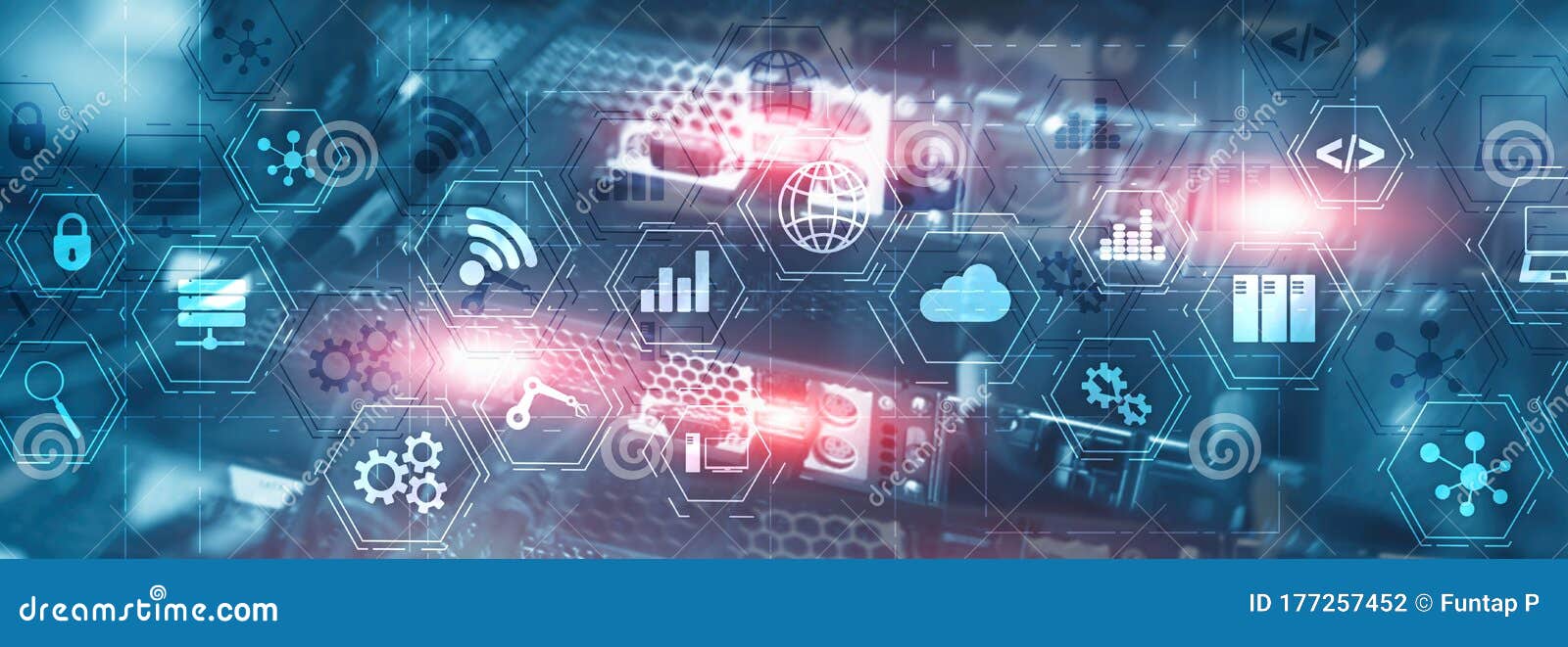 Industry Technology Concept. Mixed Media Virtual Screen. Manufacturing ...