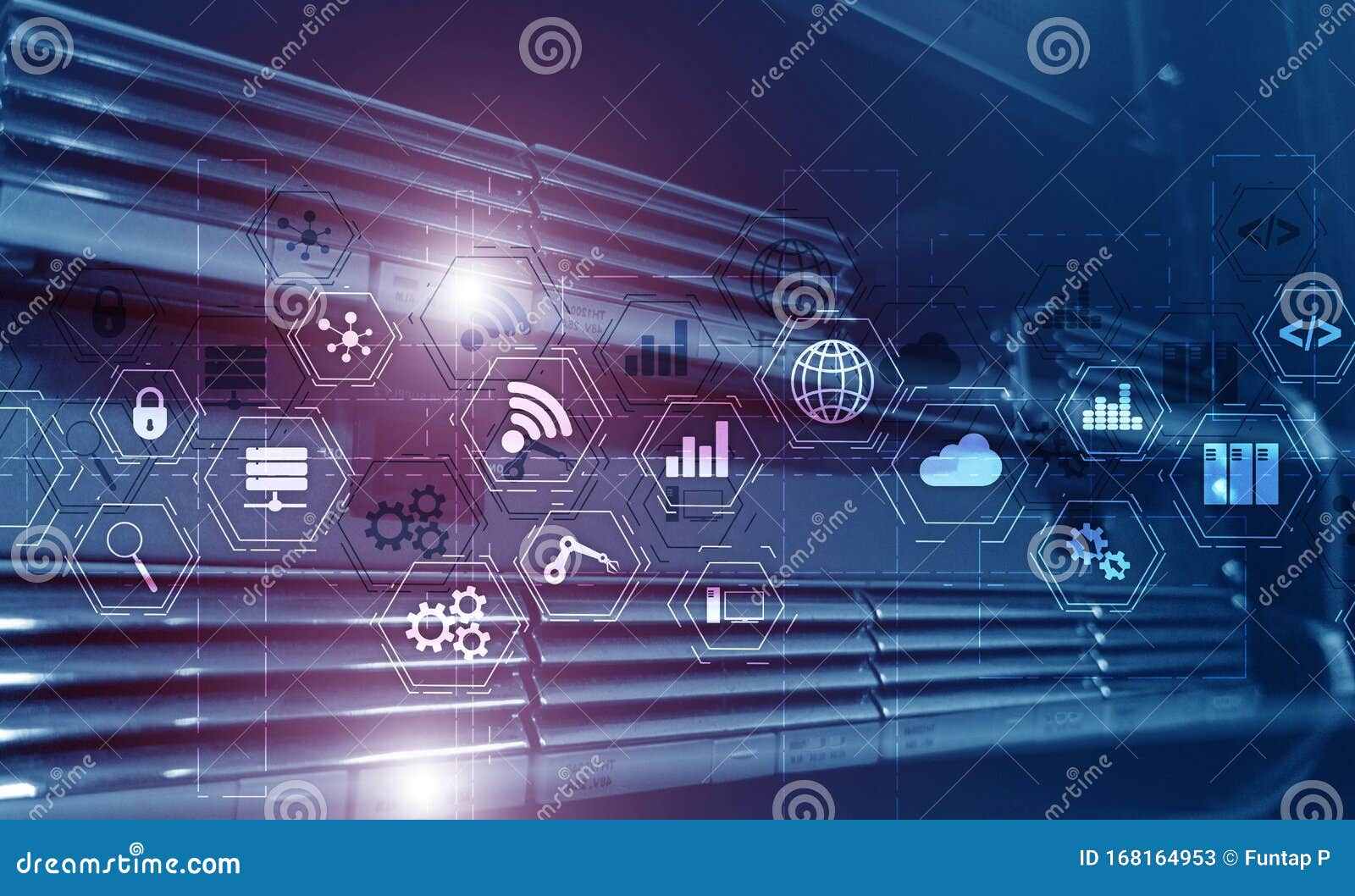 Industry Technology Concept. Mixed Media Virtual Screen Stock Image ...