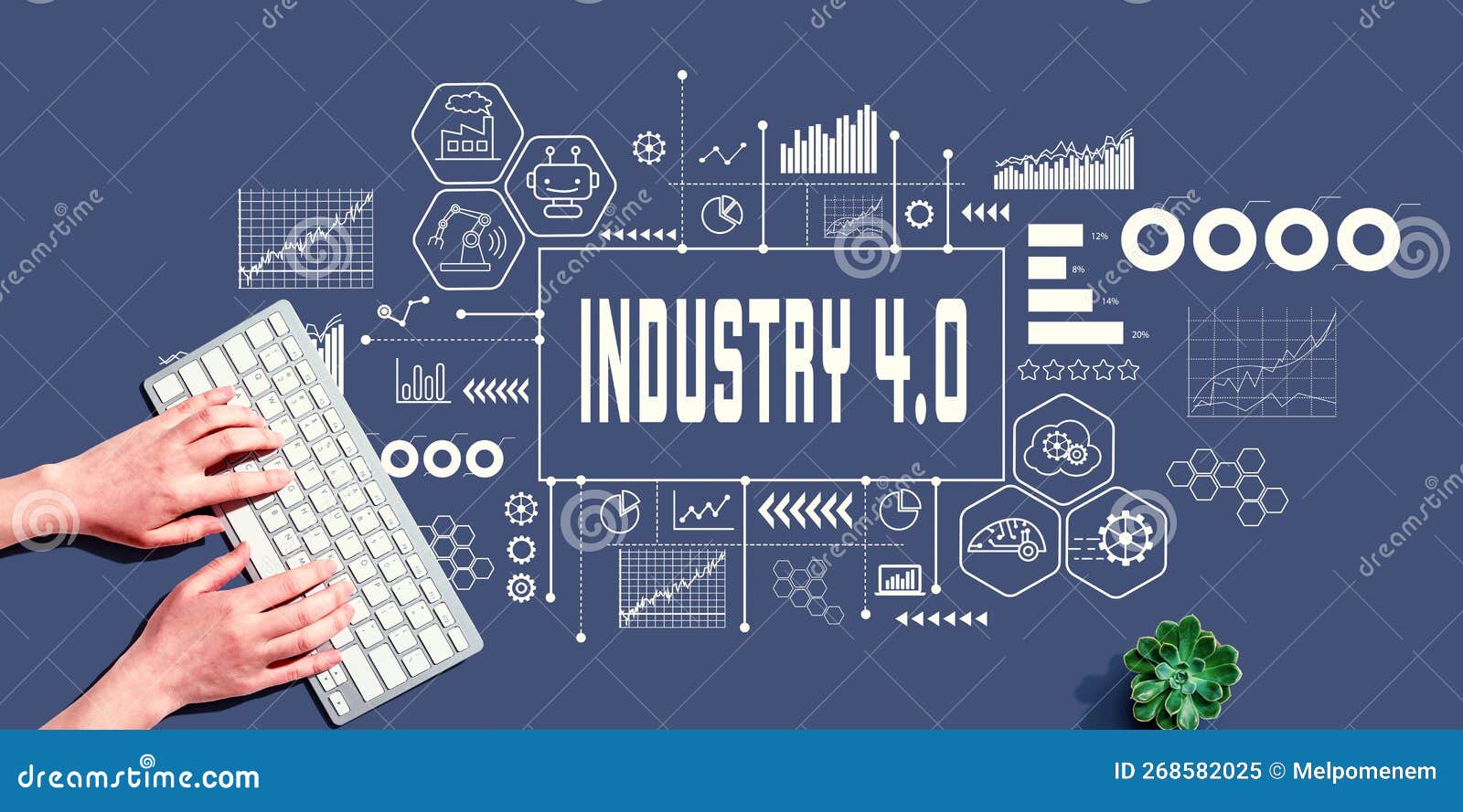 Industry 4.0 Theme with Person Using Pc Keyboard Stock Image - Image of ...
