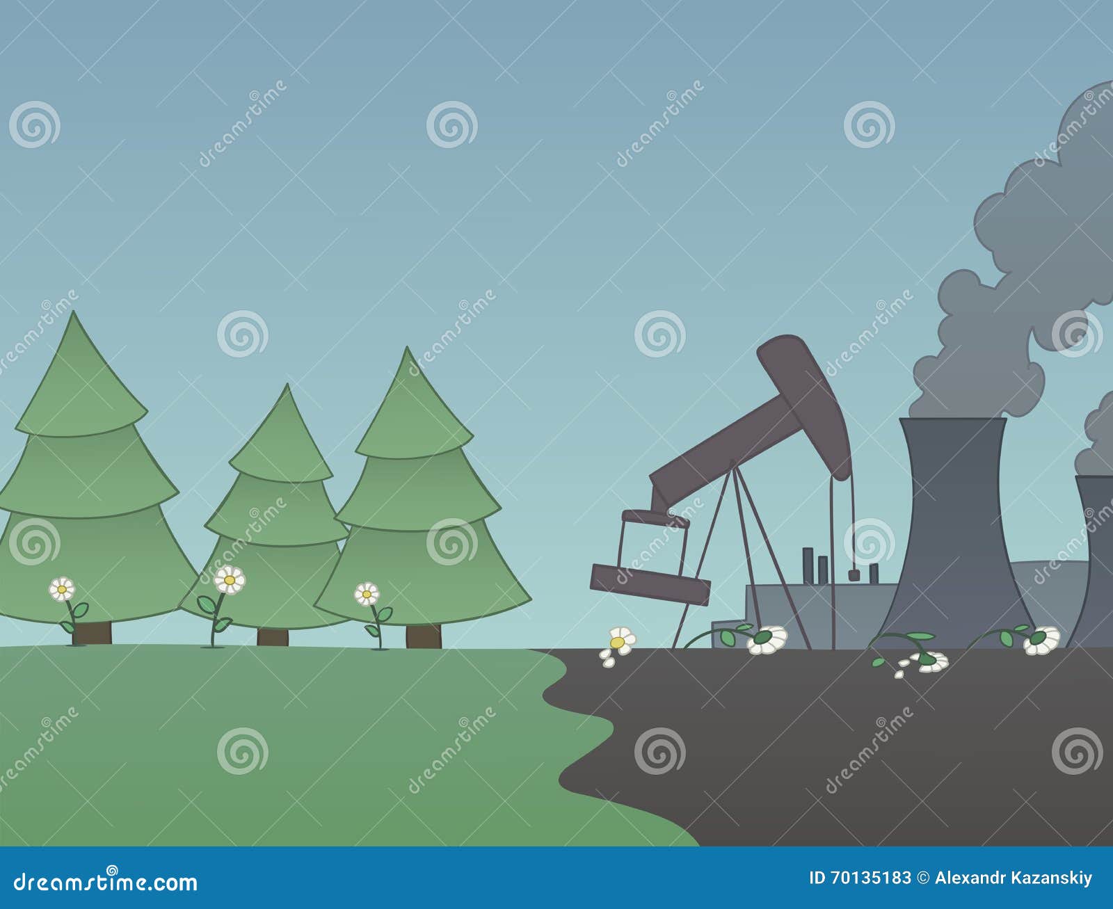 Industry versus nature stock vector. Illustration of manufacturing ...