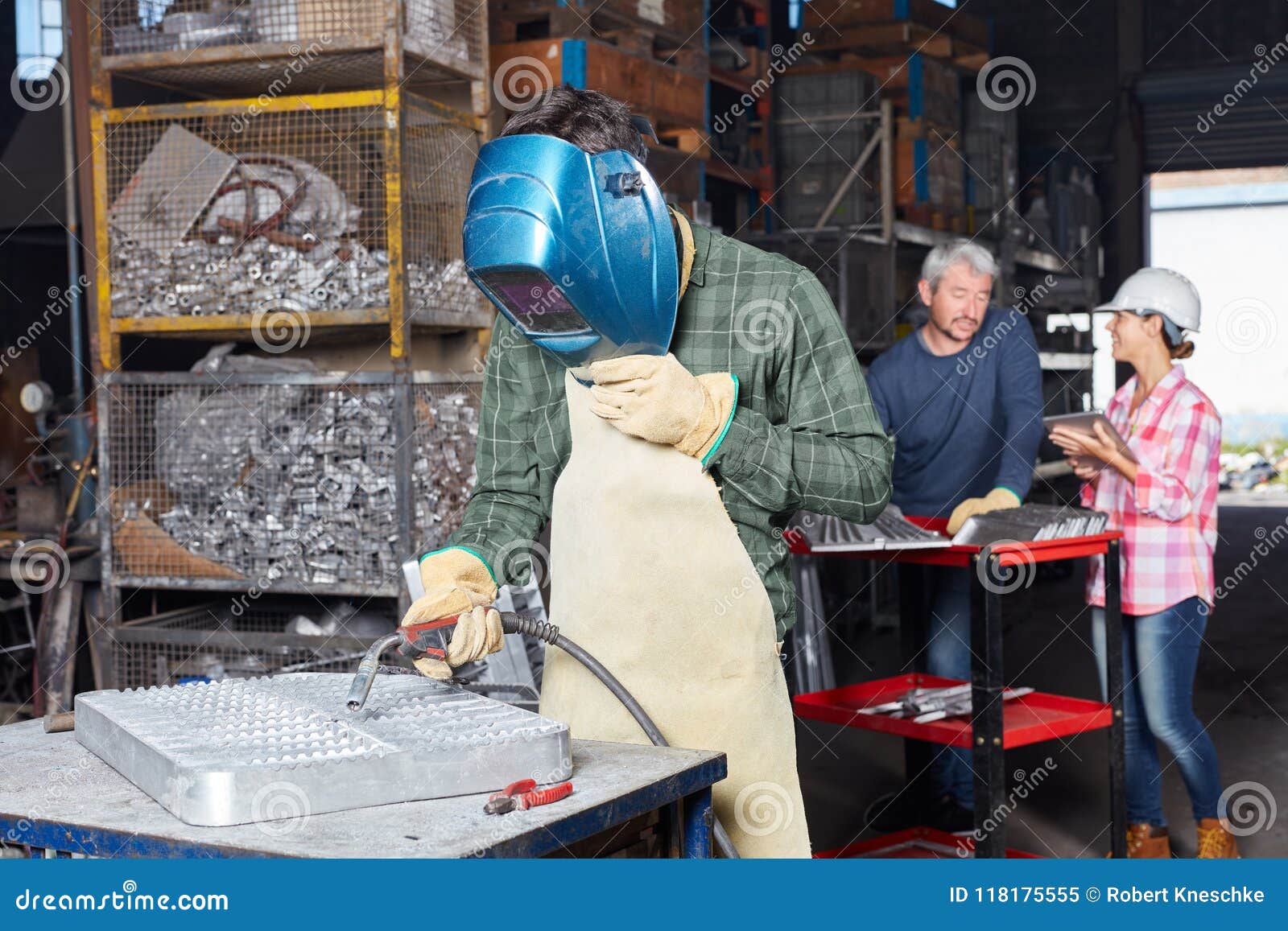 Industry Welder with Labor Protective Clothing Stock Image - Image of ...