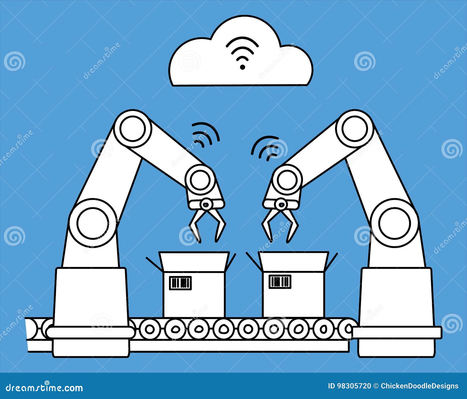 Robotic Assembly Vector Icon Symbol Isolated On White Background ...