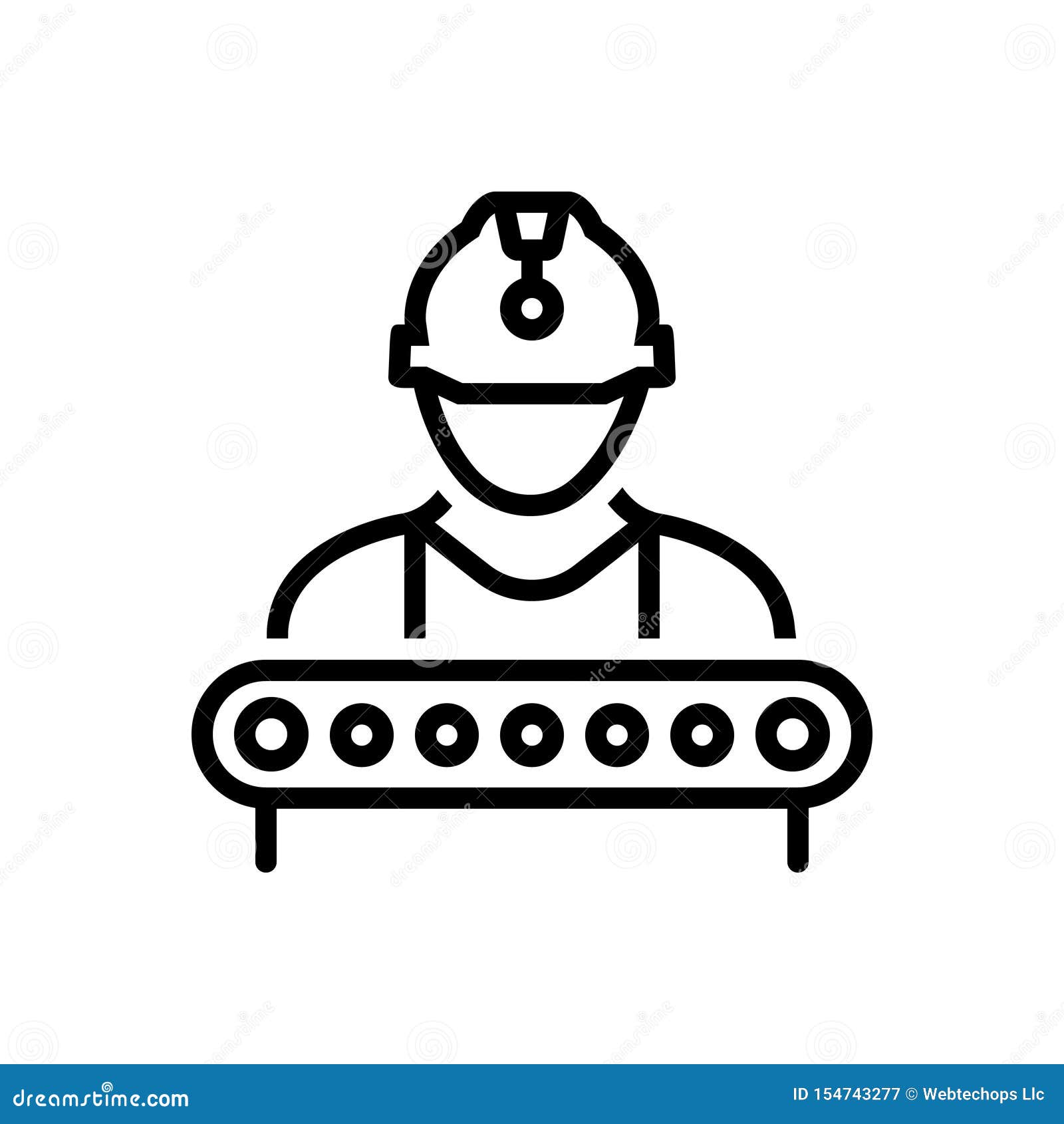 Black Line Icon for Industry Worker, Construction and Supervisor Stock ...