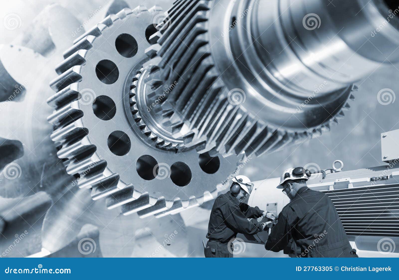 Industry Workers and Gears Machinery Stock Image - Image of industrial ...
