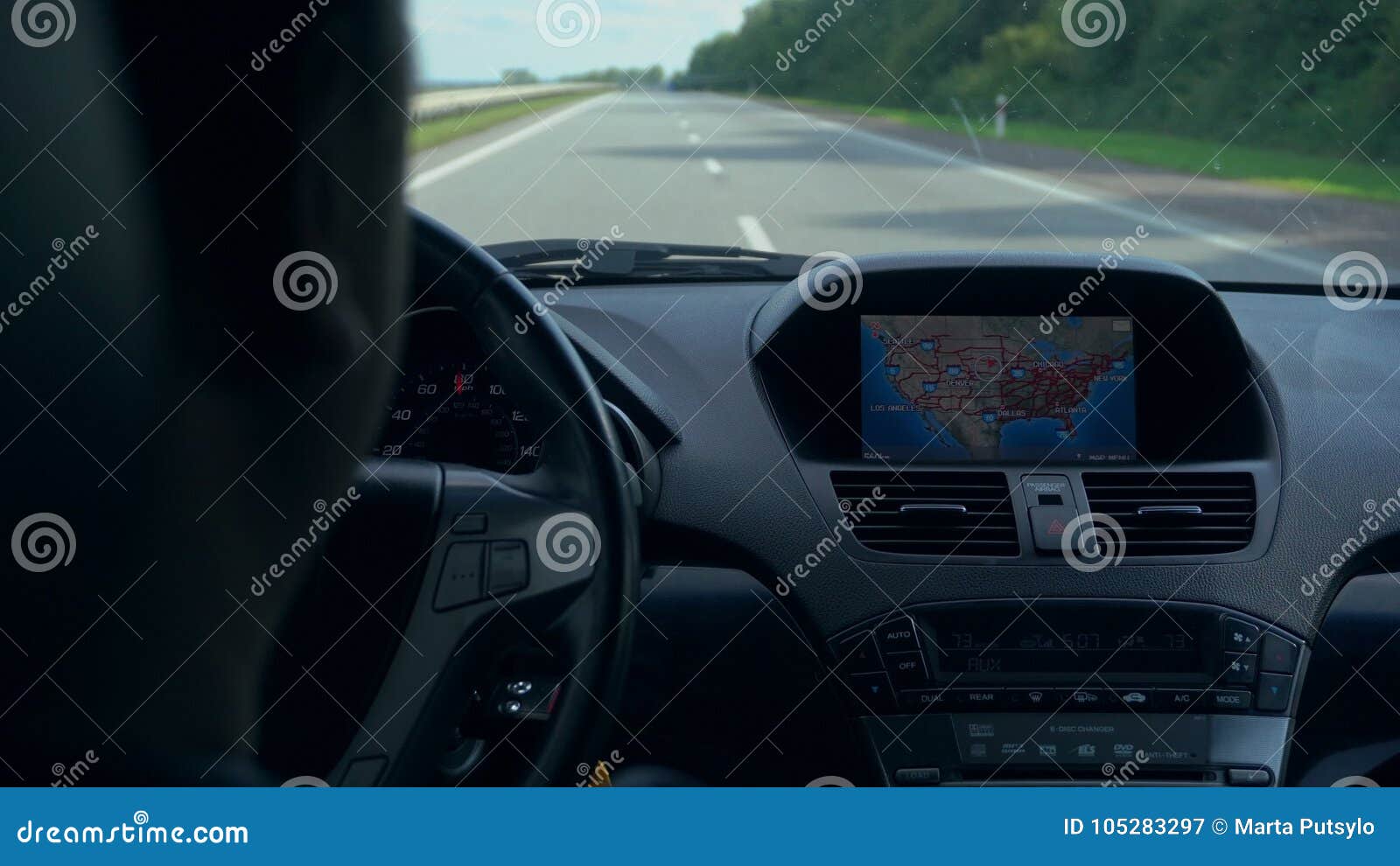 Inside a Car. a GPS Module is on Stock Image - Image of driving, city ...