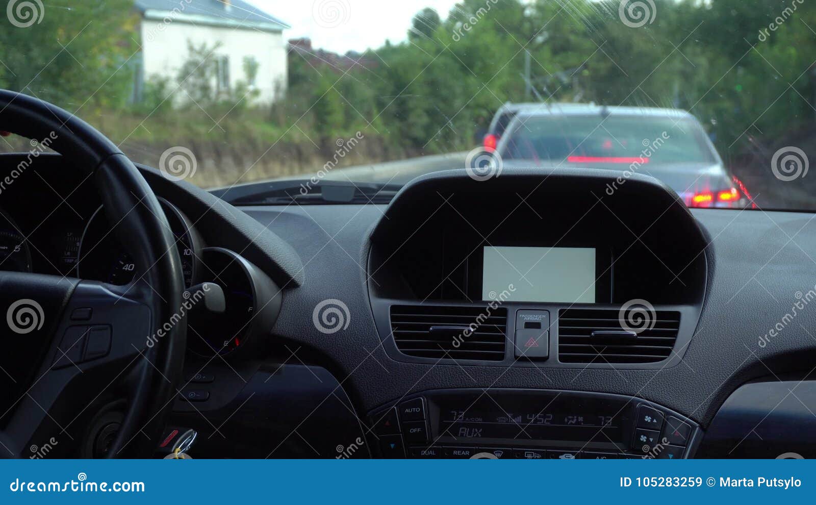 Inside a Car. a GPS Module is on. White Screen Stock Image - Image of ...