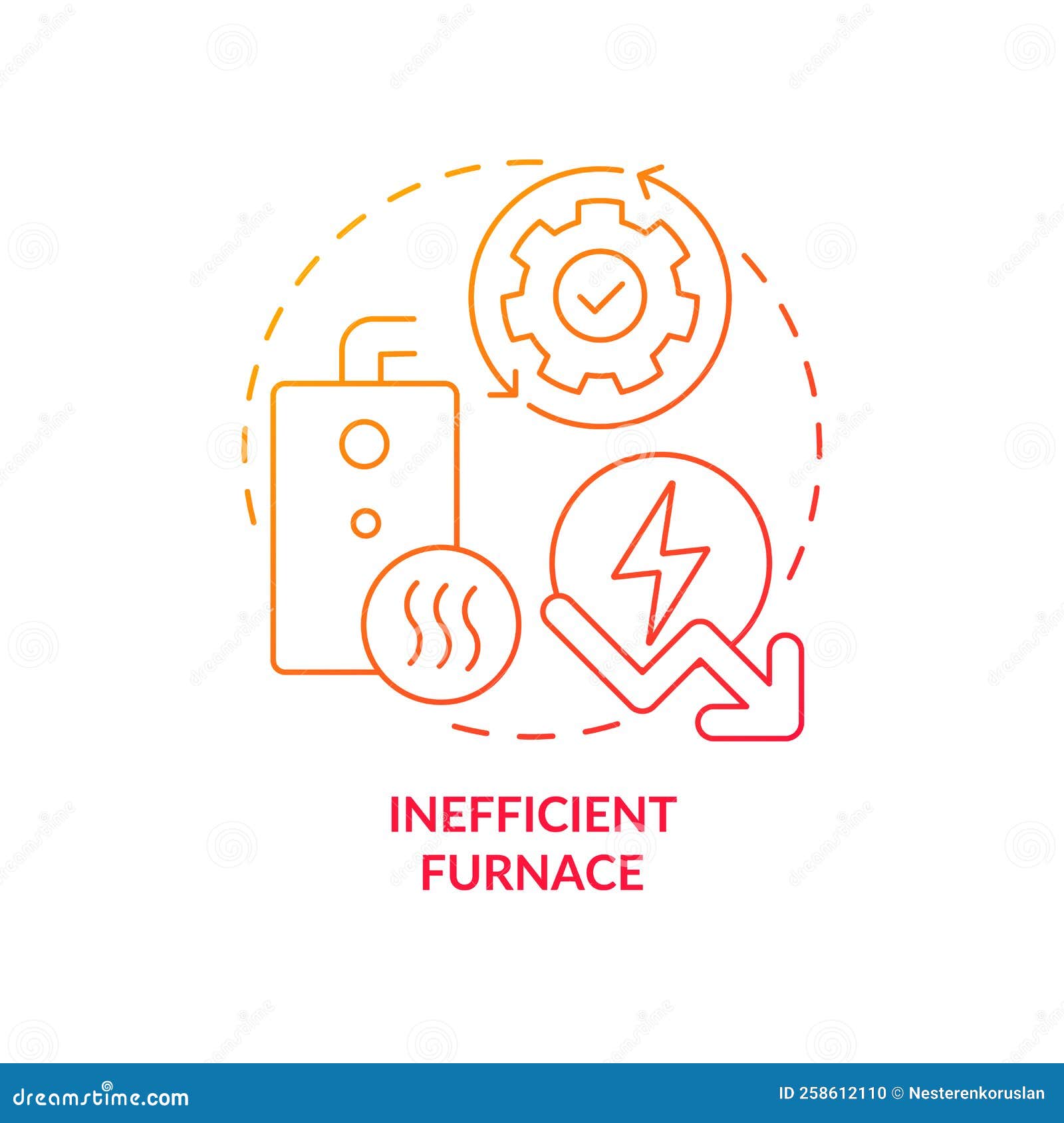 Inefficient Furnace Red Gradient Concept Icon Stock Vector ... Inefficient Furnace Red Gradient Concept Icon Stock Vector ...