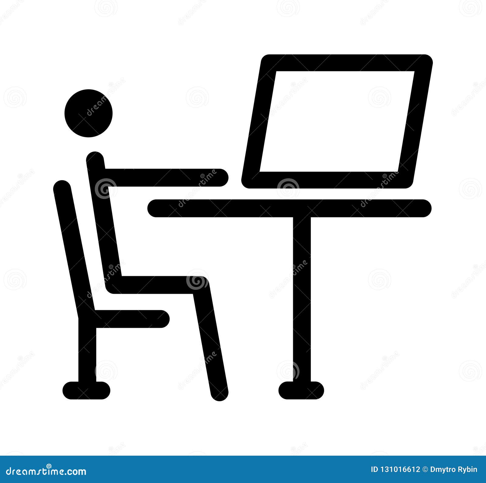 Cartoon Man at the Computer. Pictogram. Symbol of Computer Networks and ...