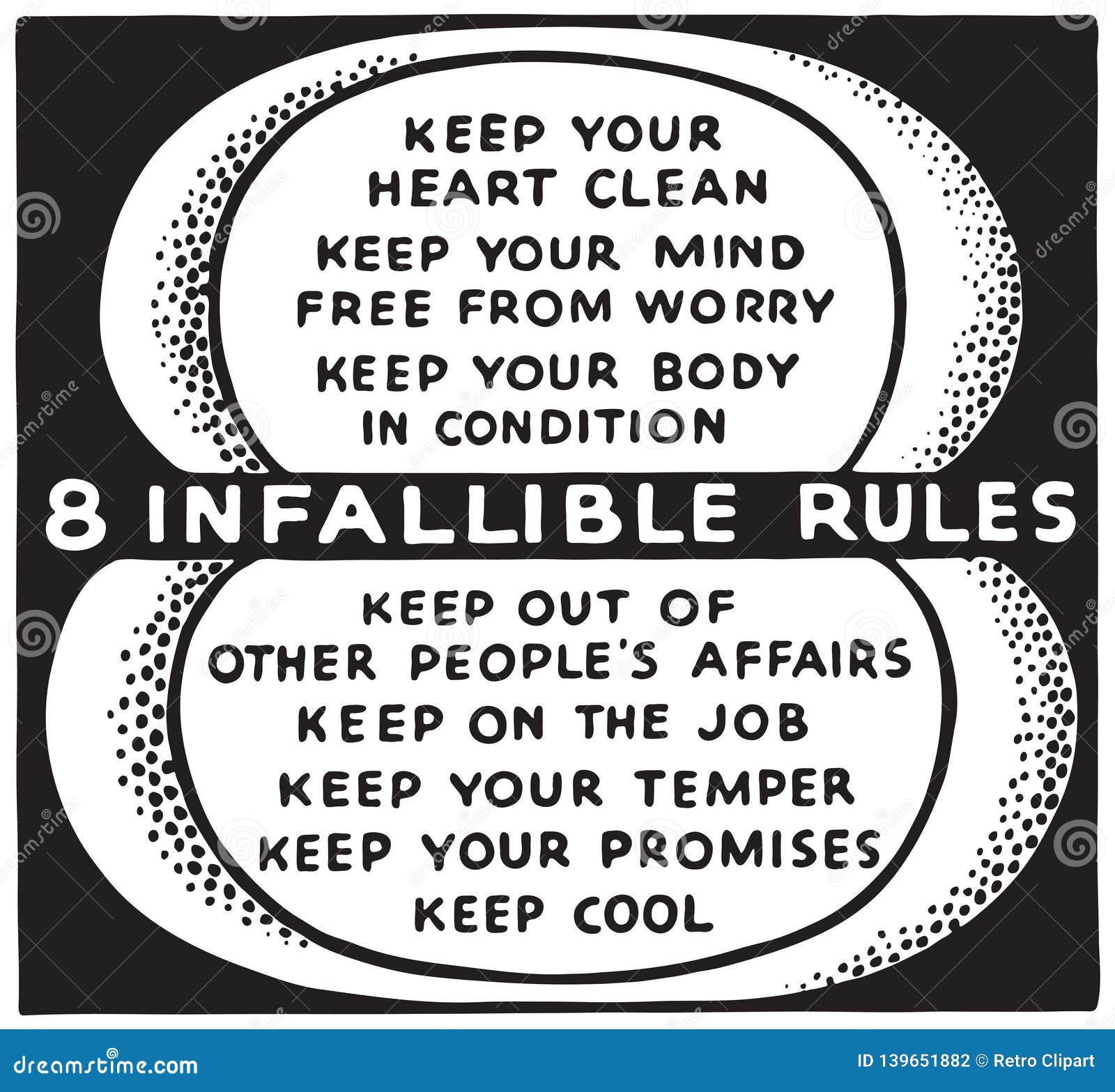 8 Infallible Rules stock illustration. Illustration of forties - 139651882