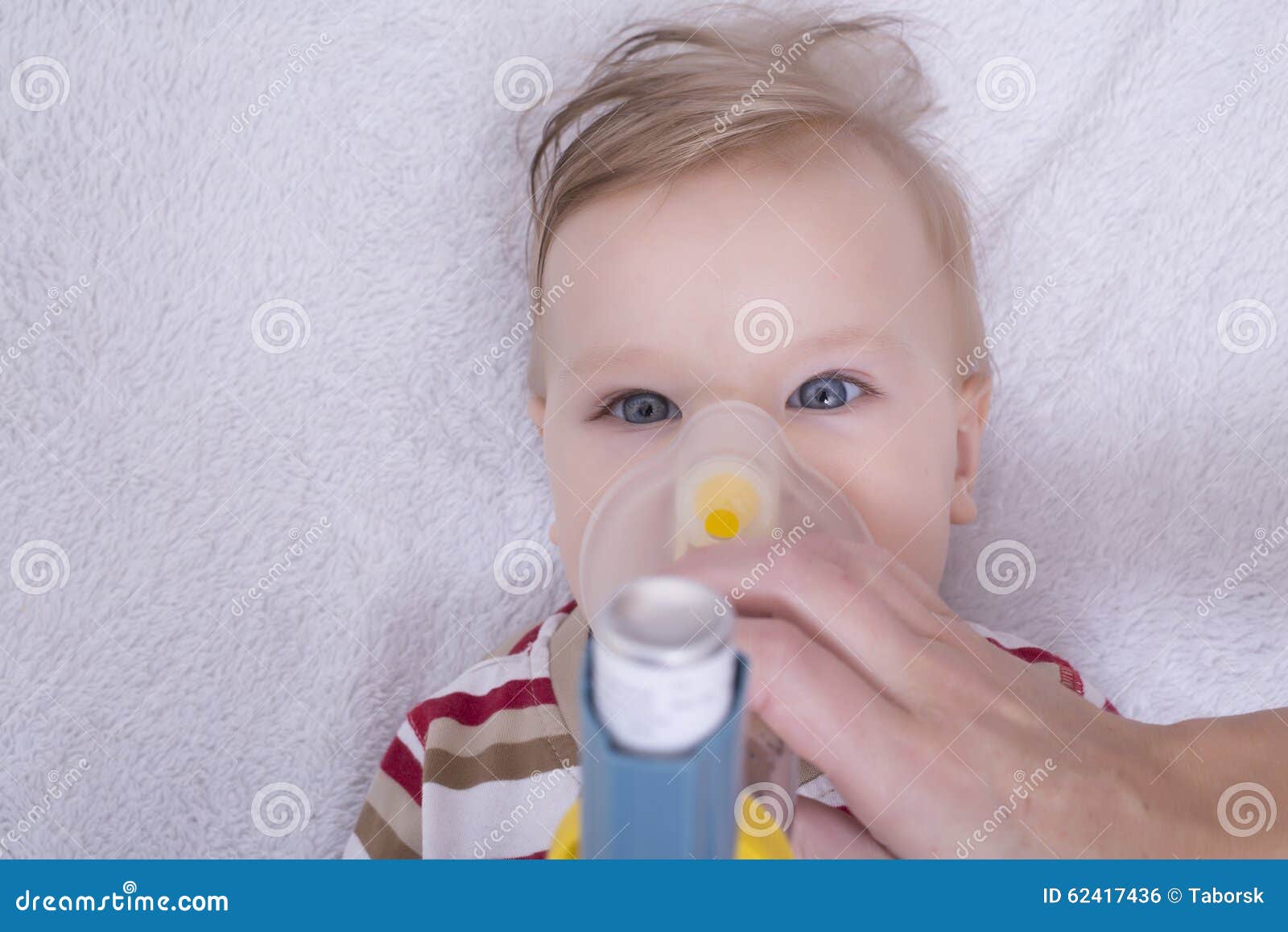 Infant with Asthma Inhalator Stock Photo - Image of inhaler, inhalation ...