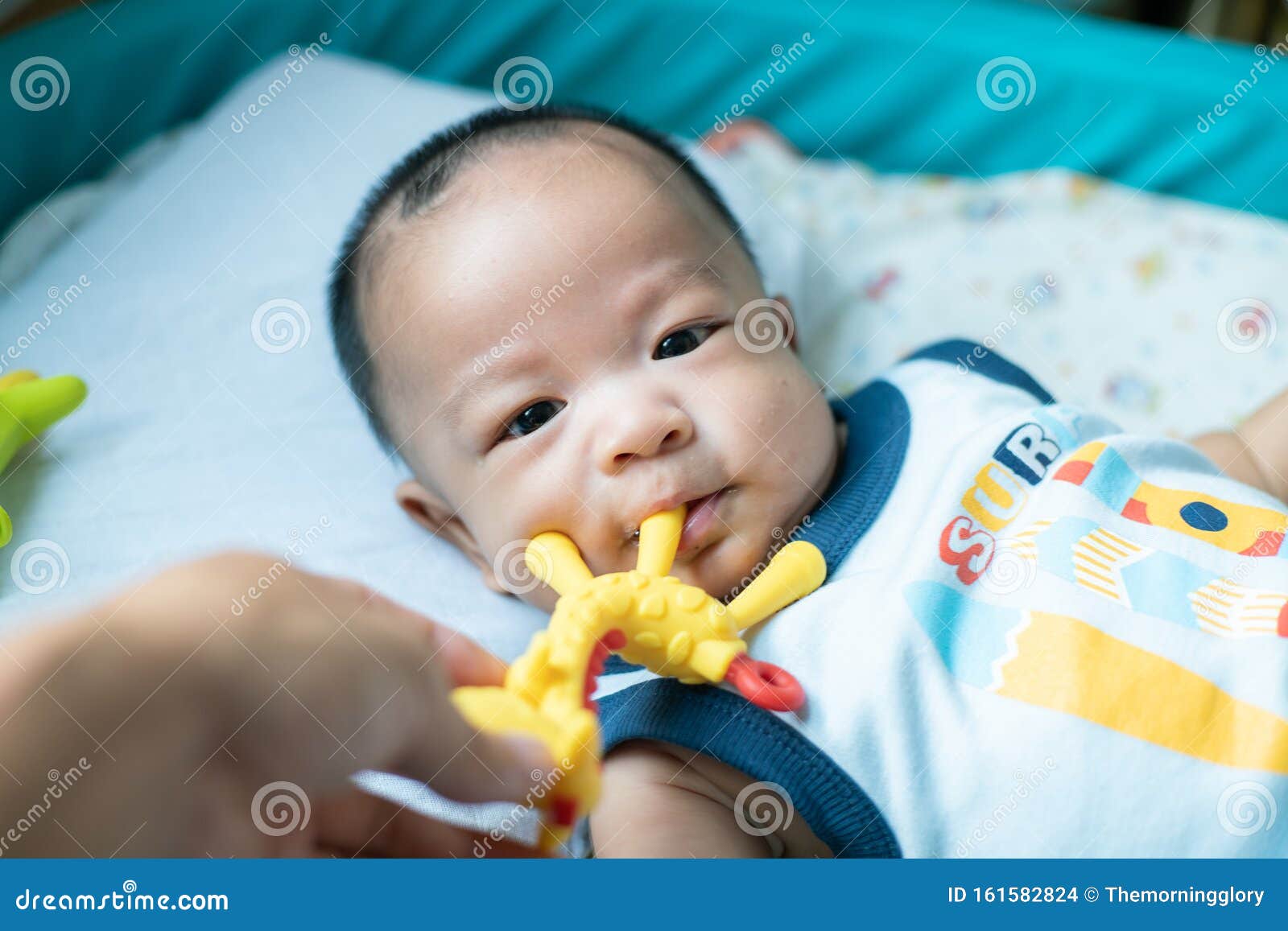 Infant Baby Boy Chewing on Teething with Rubber Stock Photo - Image of ...