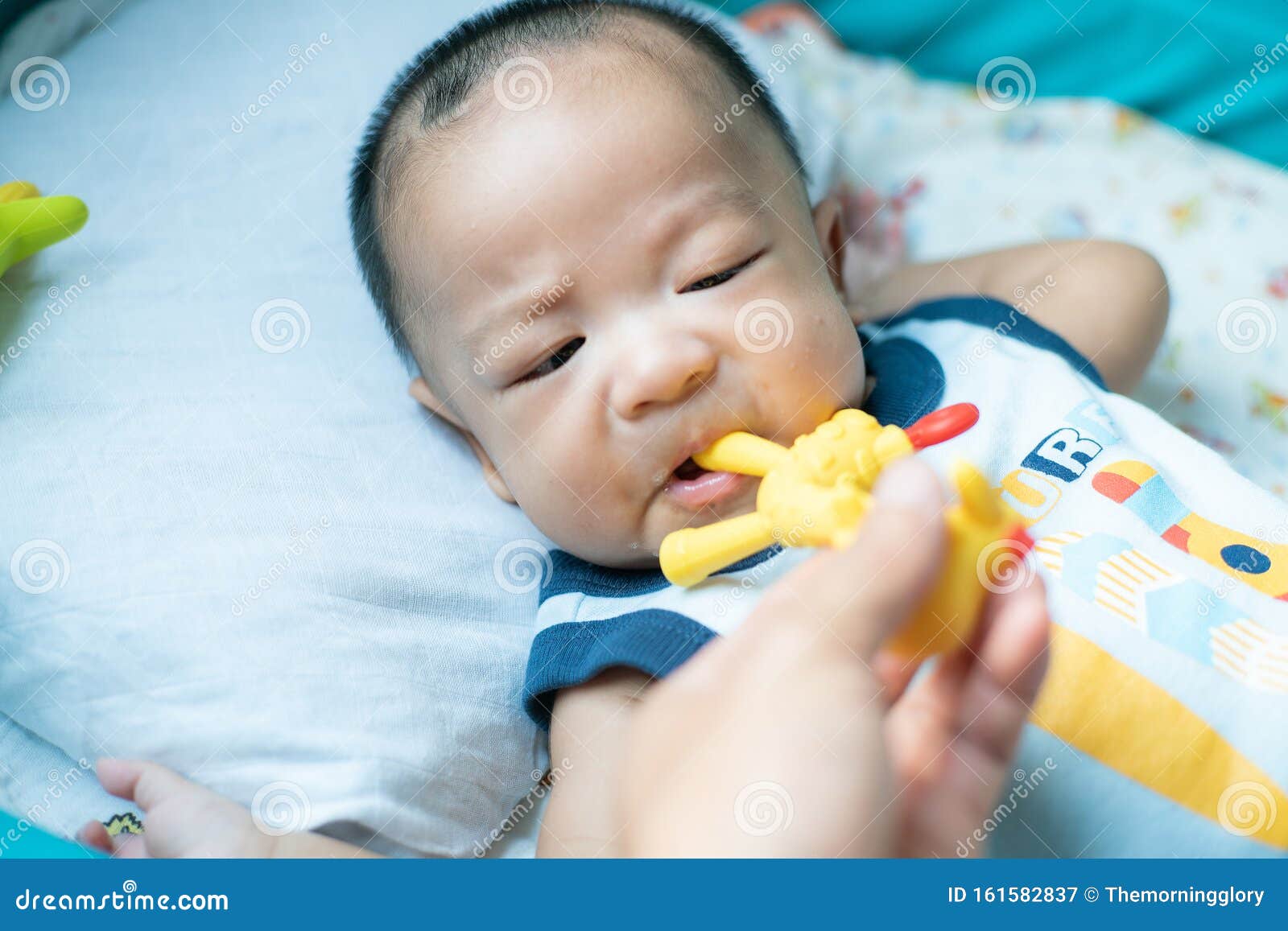 Infant Baby Boy Chewing on Teething with Rubber Stock Image - Image of ...