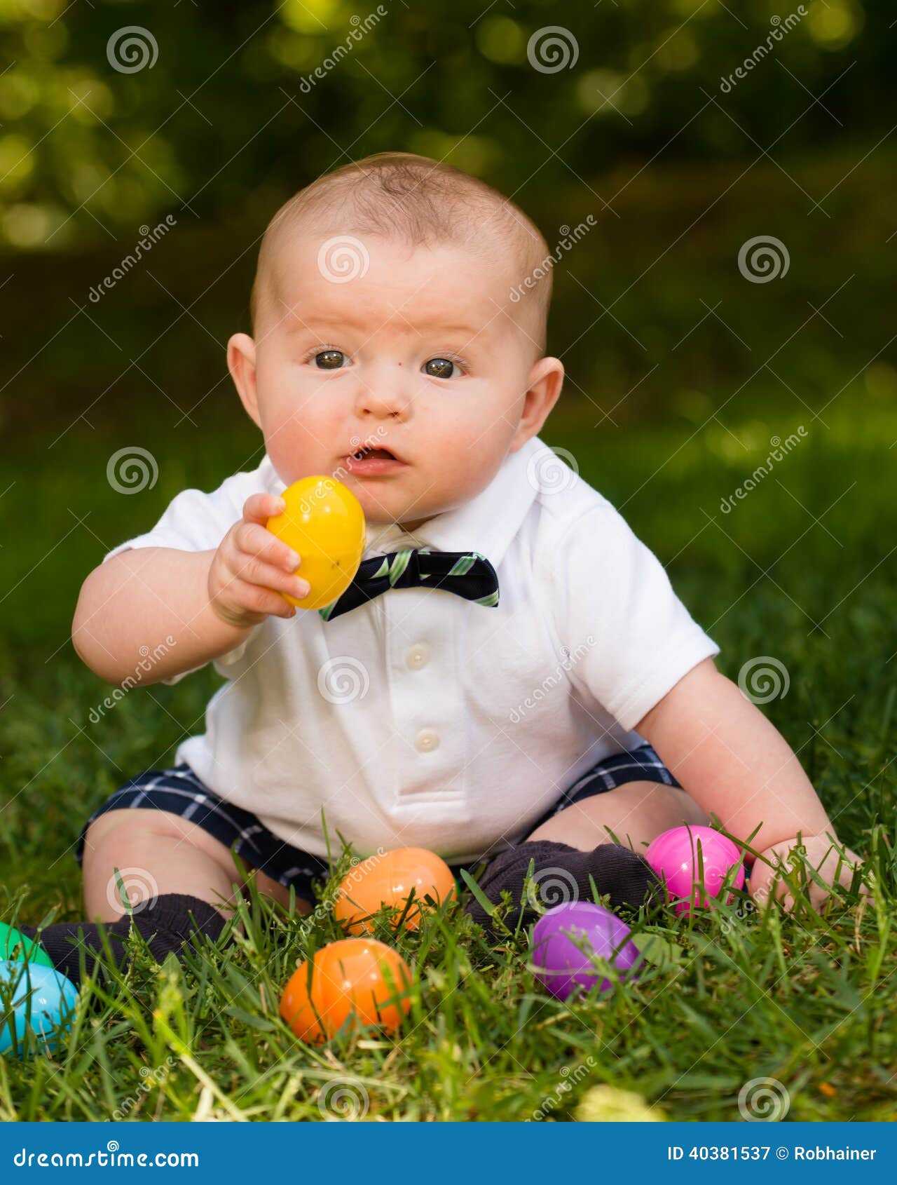 Infant Baby Boy Playing with Easter Eggs Stock Image - Image of band ...