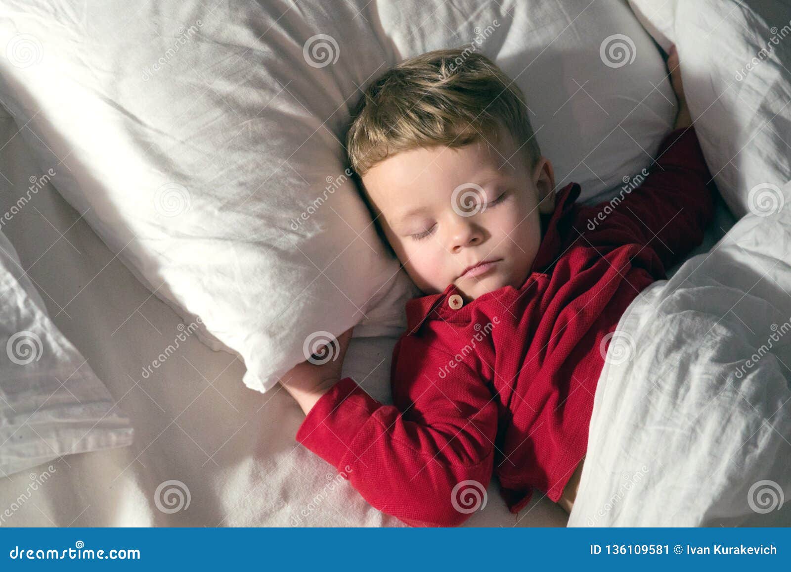 Infant Baby Boy Sleeping in Bed at Night Stock Image - Image of ...