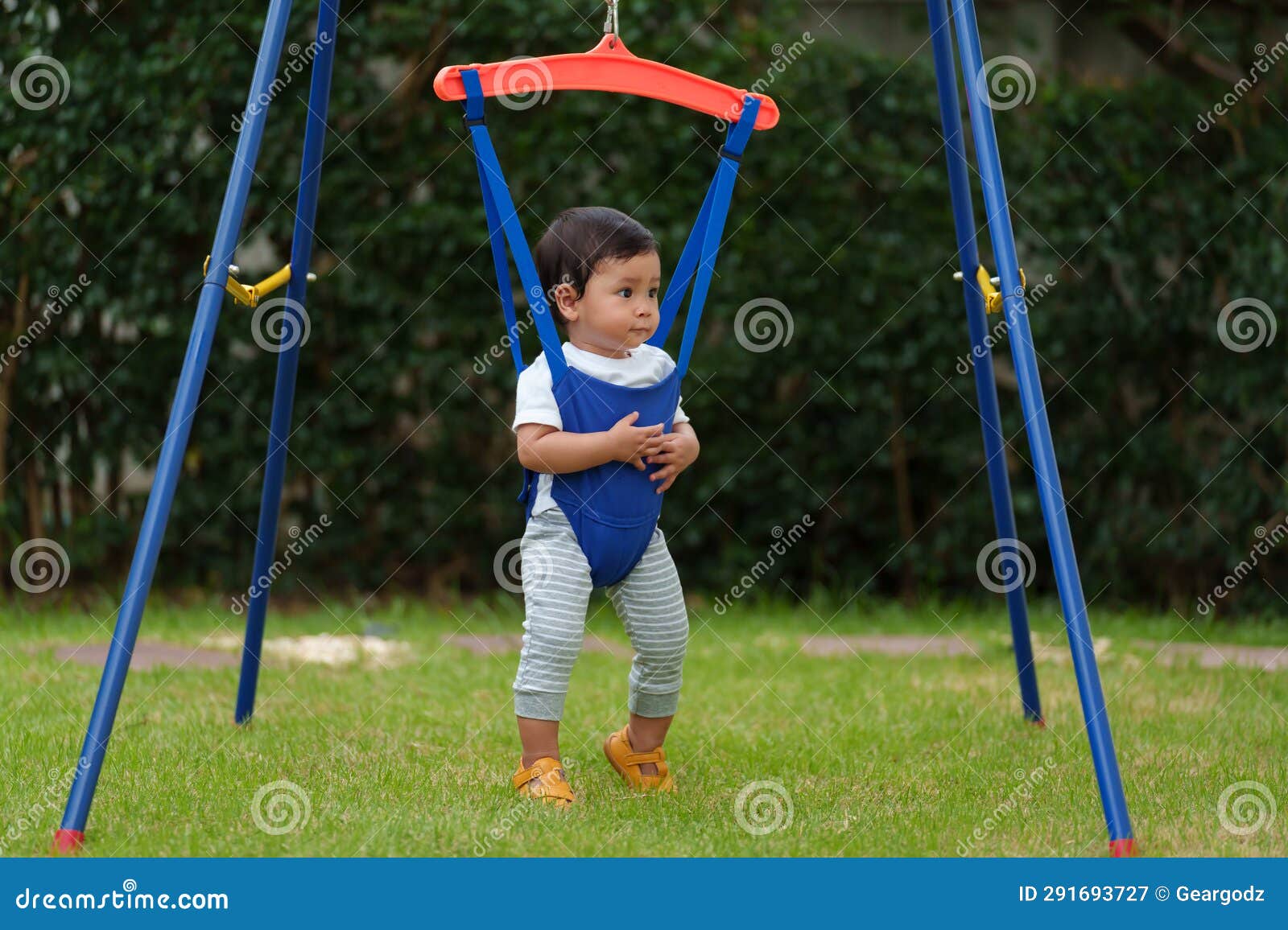 Infant Baby Jumping in Jumper Swing Stock Image - Image of toddler ...