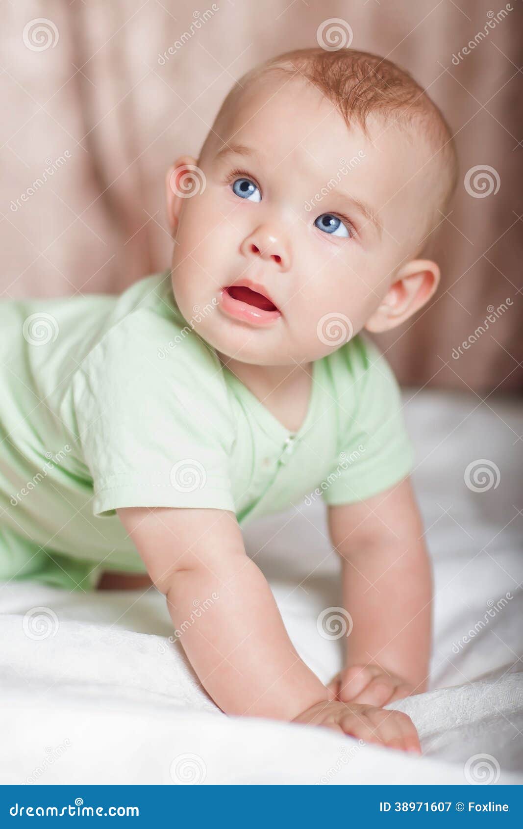 Infant Baby Playing at Home Stock Image - Image of horizontal, looking ...