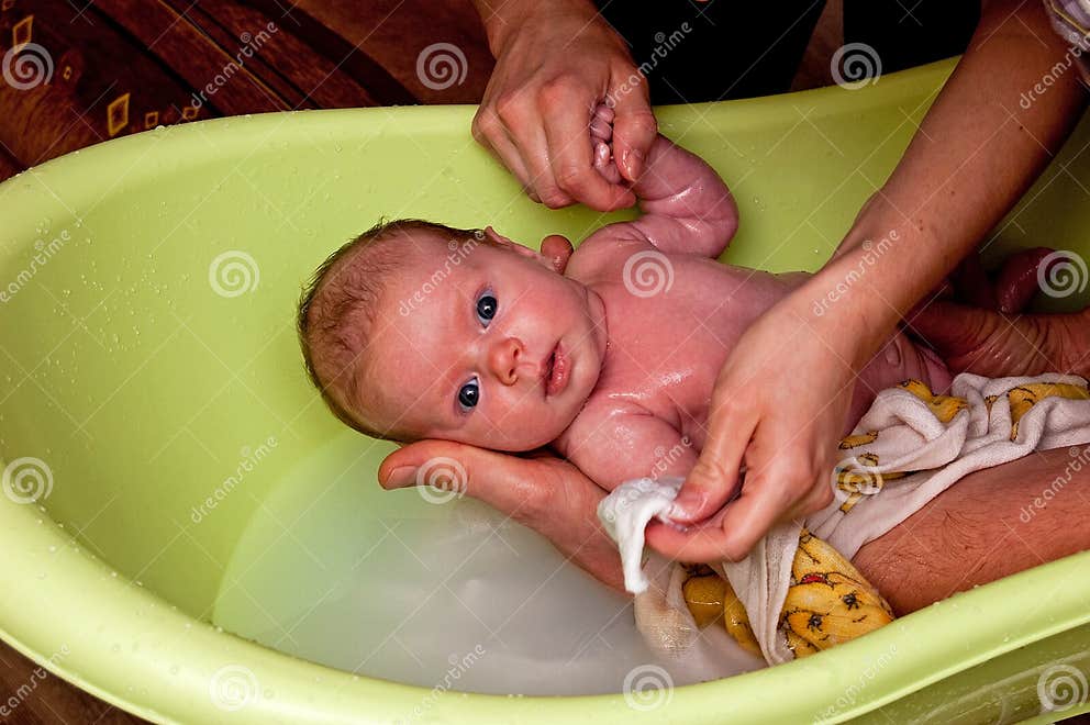 Infant in the bath stock photo. Image of hygiene, washing - 22268482