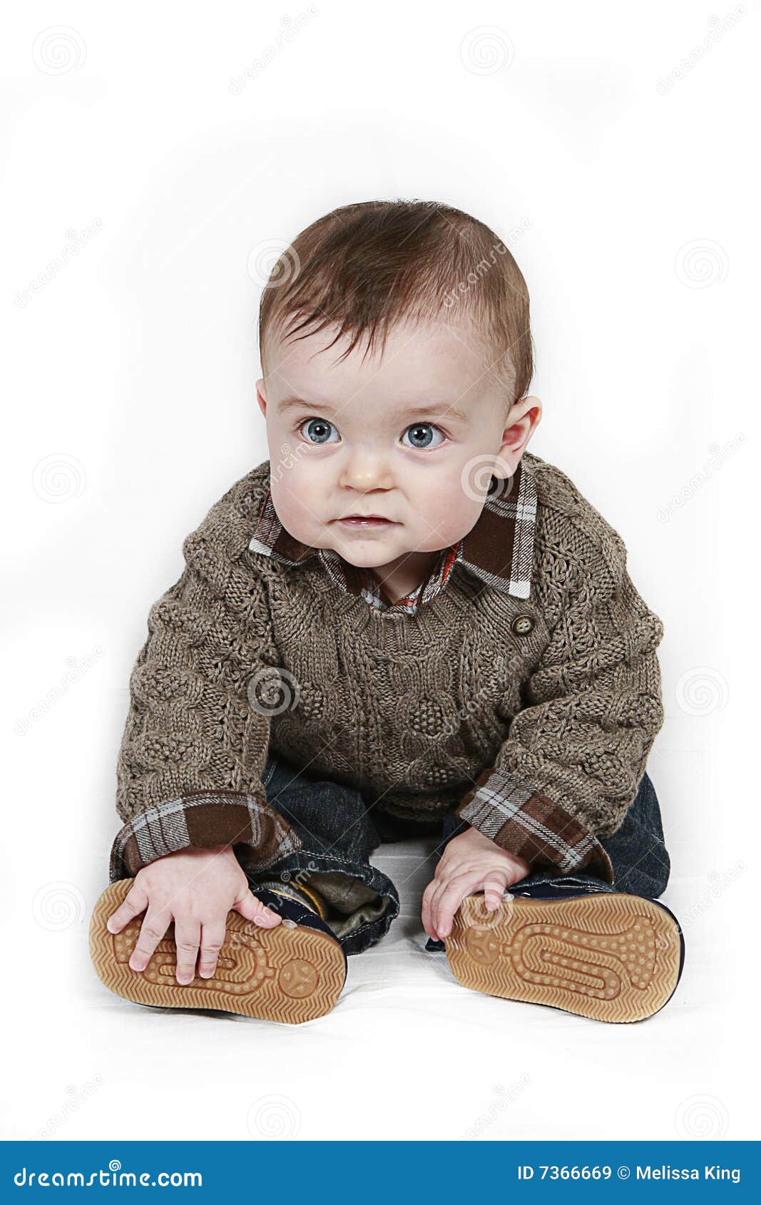 Infant boy stock image. Image of denim, smiling, handsome - 7366669