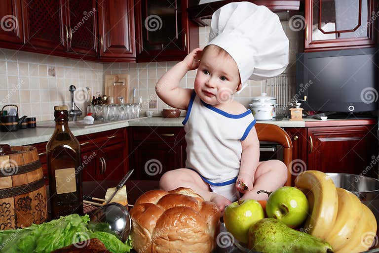 Infant cook stock image. Image of children, domestic, appetizer - 5413859