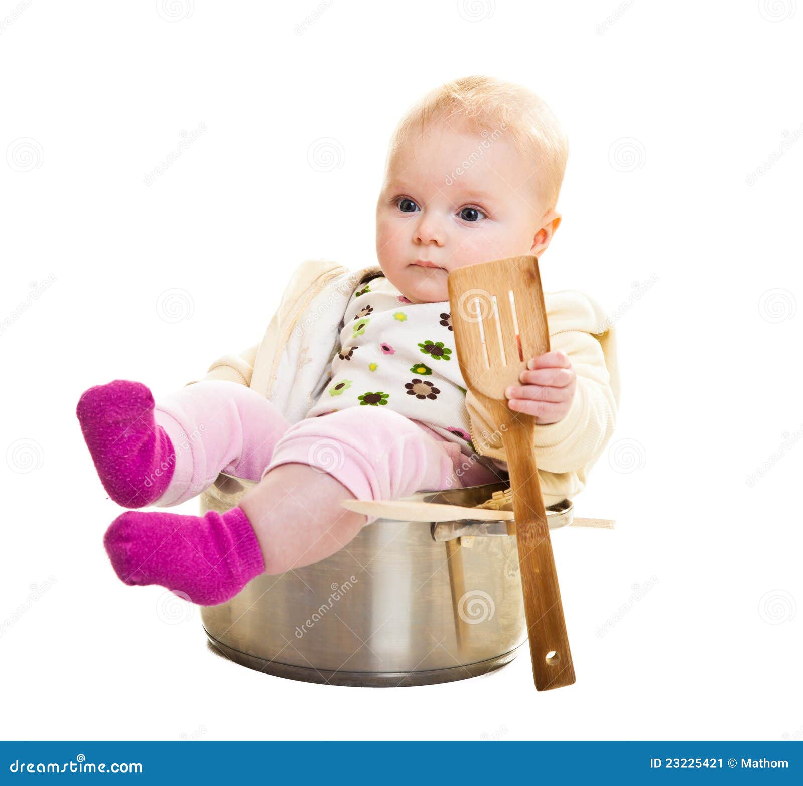 Infant in cooking pan stock image. Image of happy, beautiful - 23225421