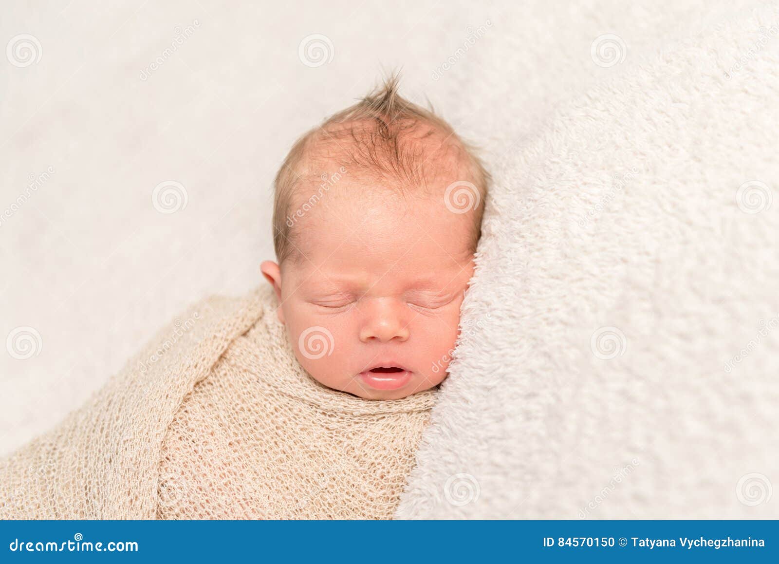 Infant with Funny Mimic, Swaddled Stock Photo - Image of innocent ...
